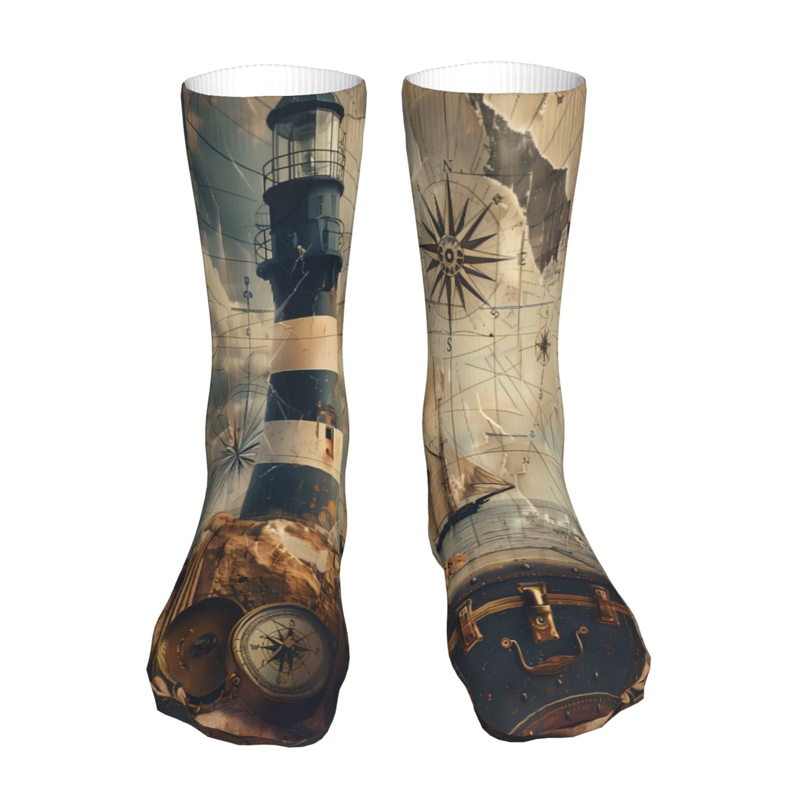Bingfone Vintage Nautical Lighthouse Prirnt Women's Men's Fun Pattern ...