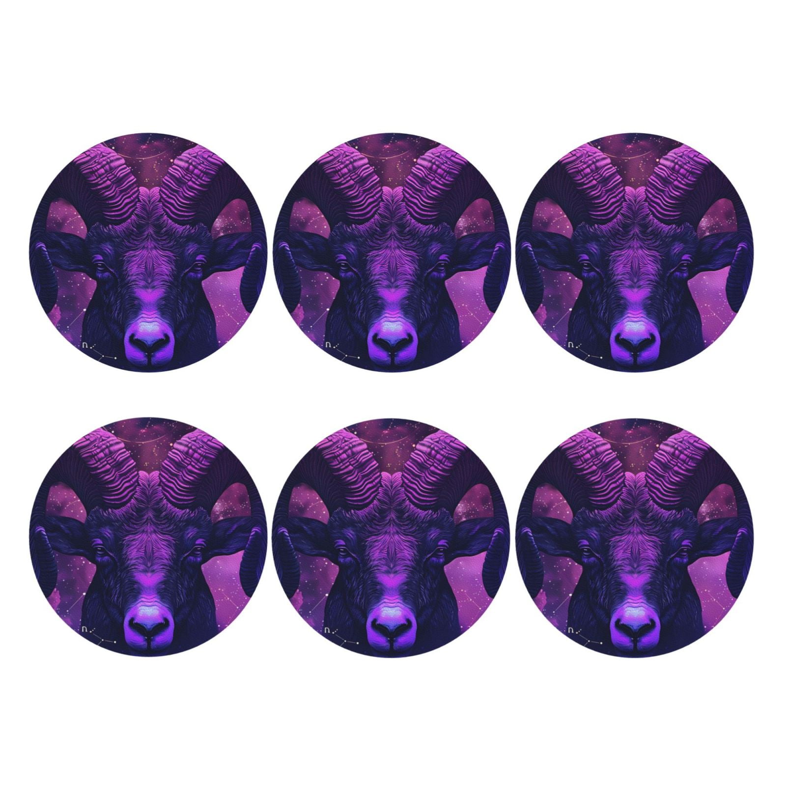 Bingfone Vintage Purple Starry Sky Antelope Leather Drinks Coasters ...