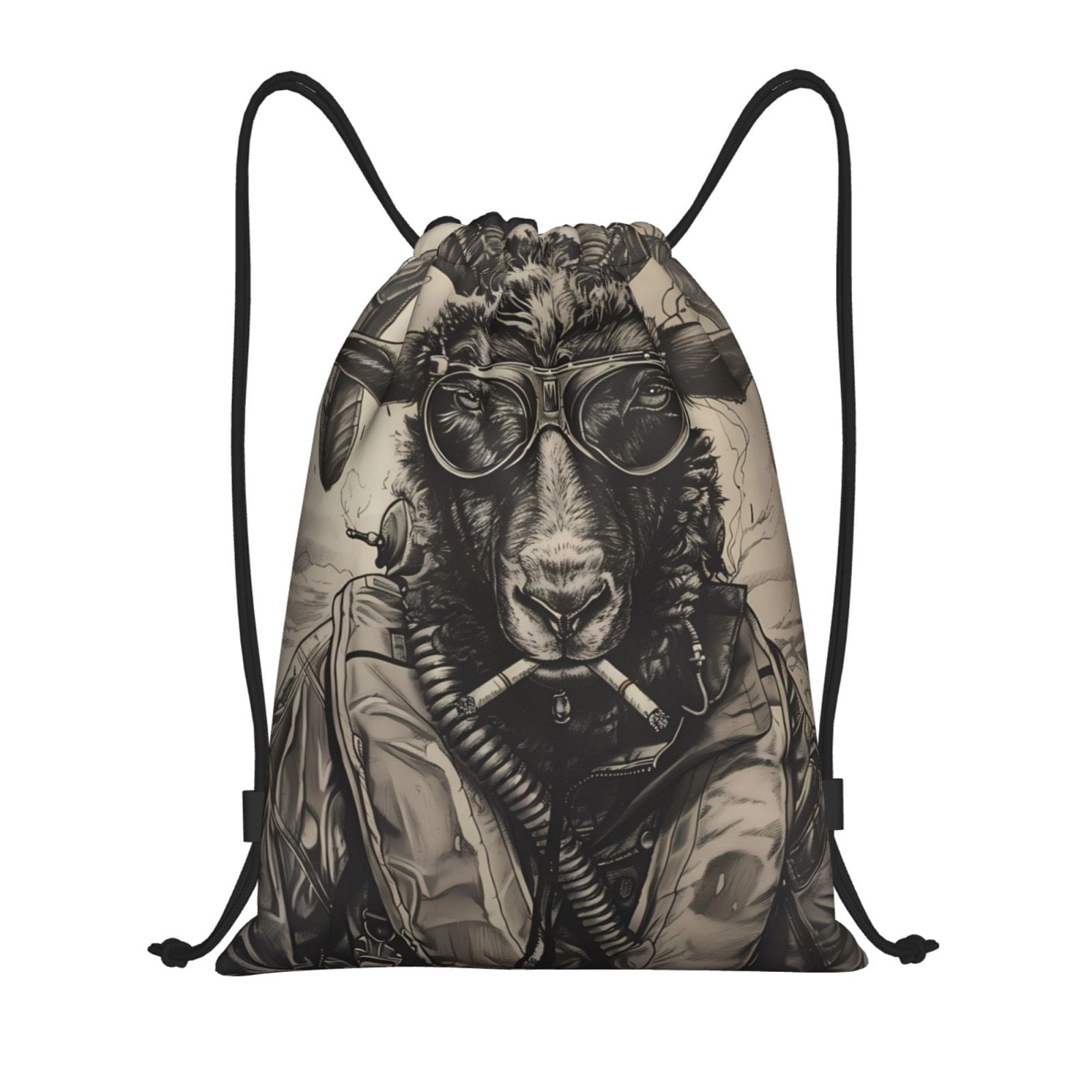 Bingfone Vintage Ram Pilot Drawstrings Backpacks Bags for Men Women Gym ...
