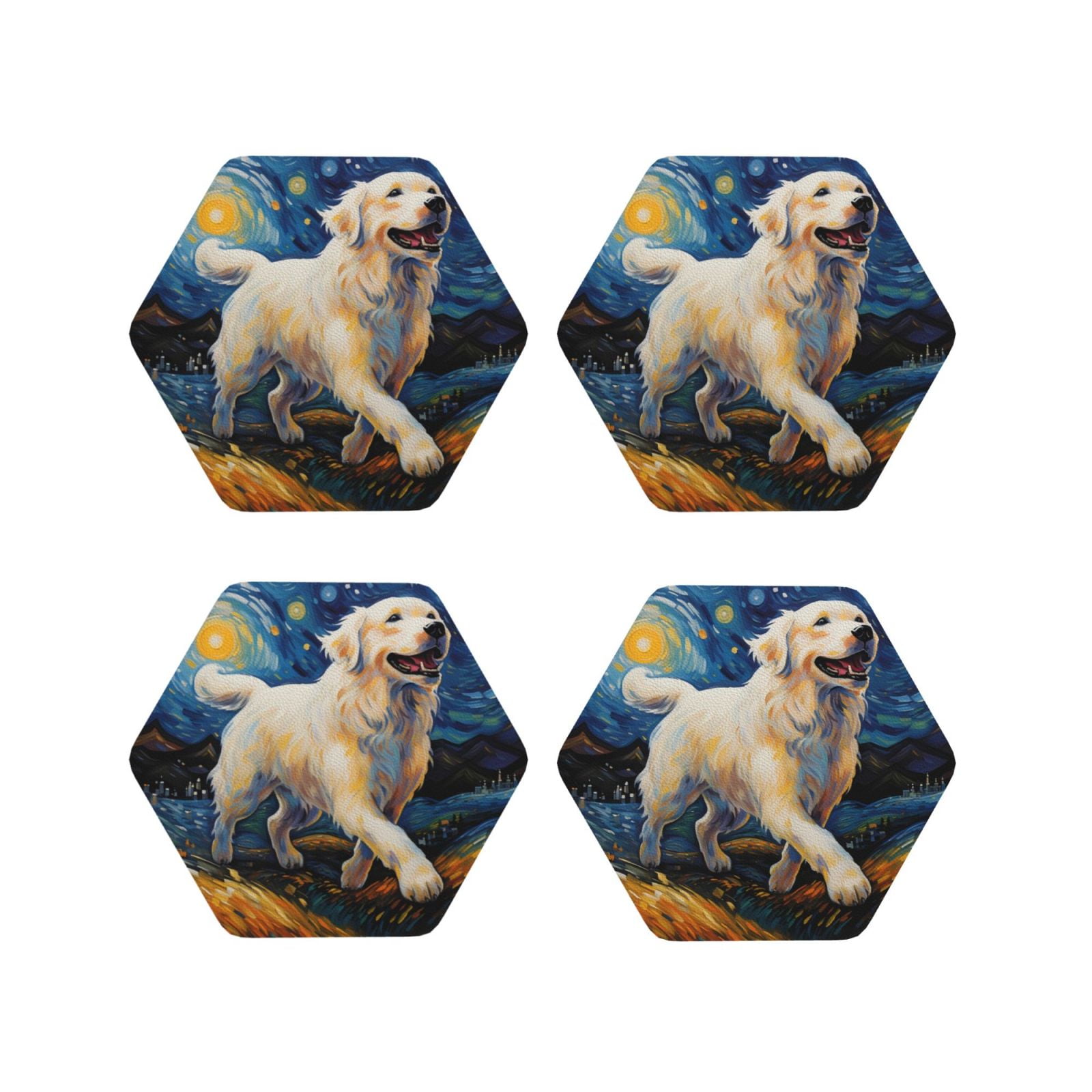 Bingfone Vintage Starry Sky Labrador Personalized Coaster Set 4 for ...