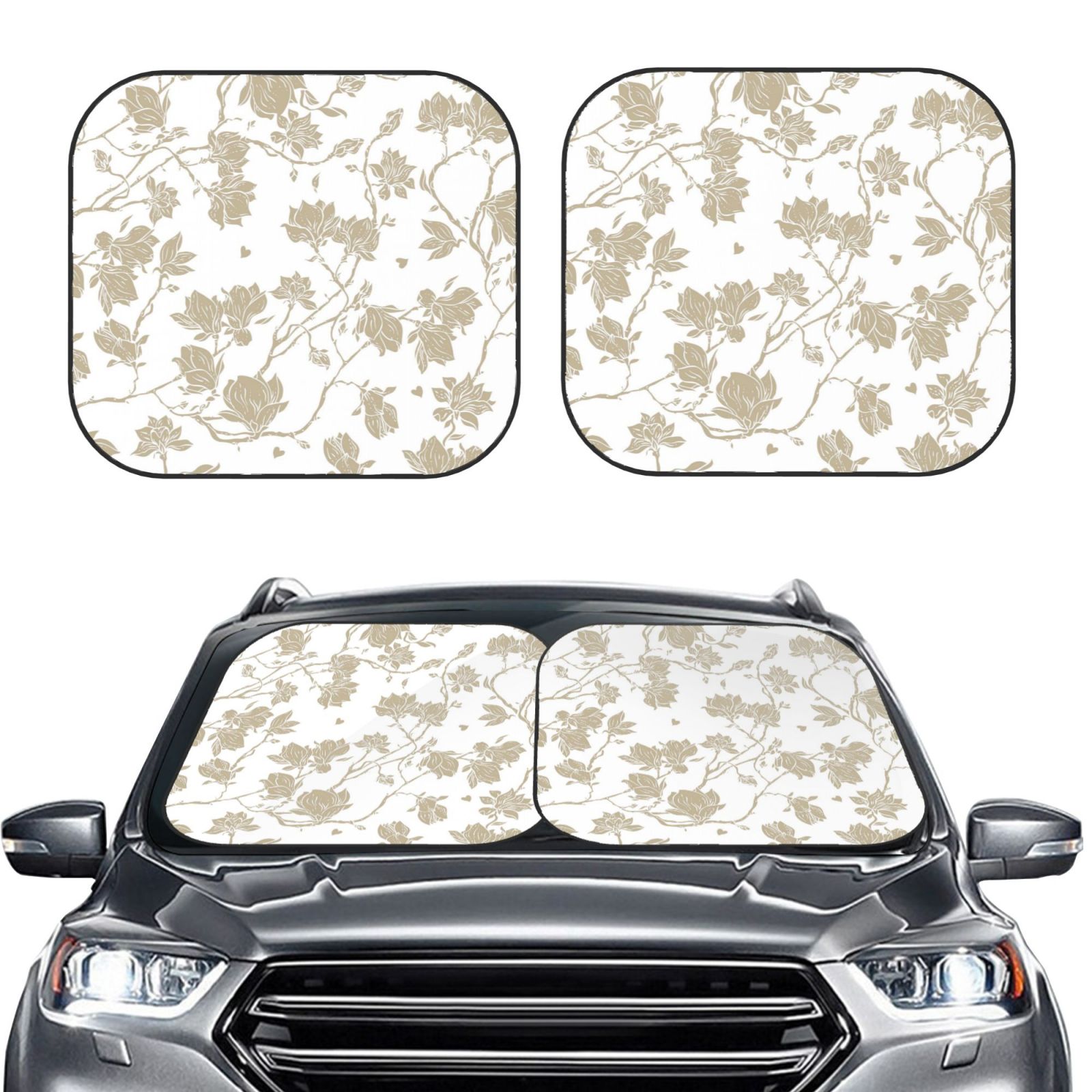 Bingfone Vintage Stylized White Color Print 2-Piece Sun Shade Front ...