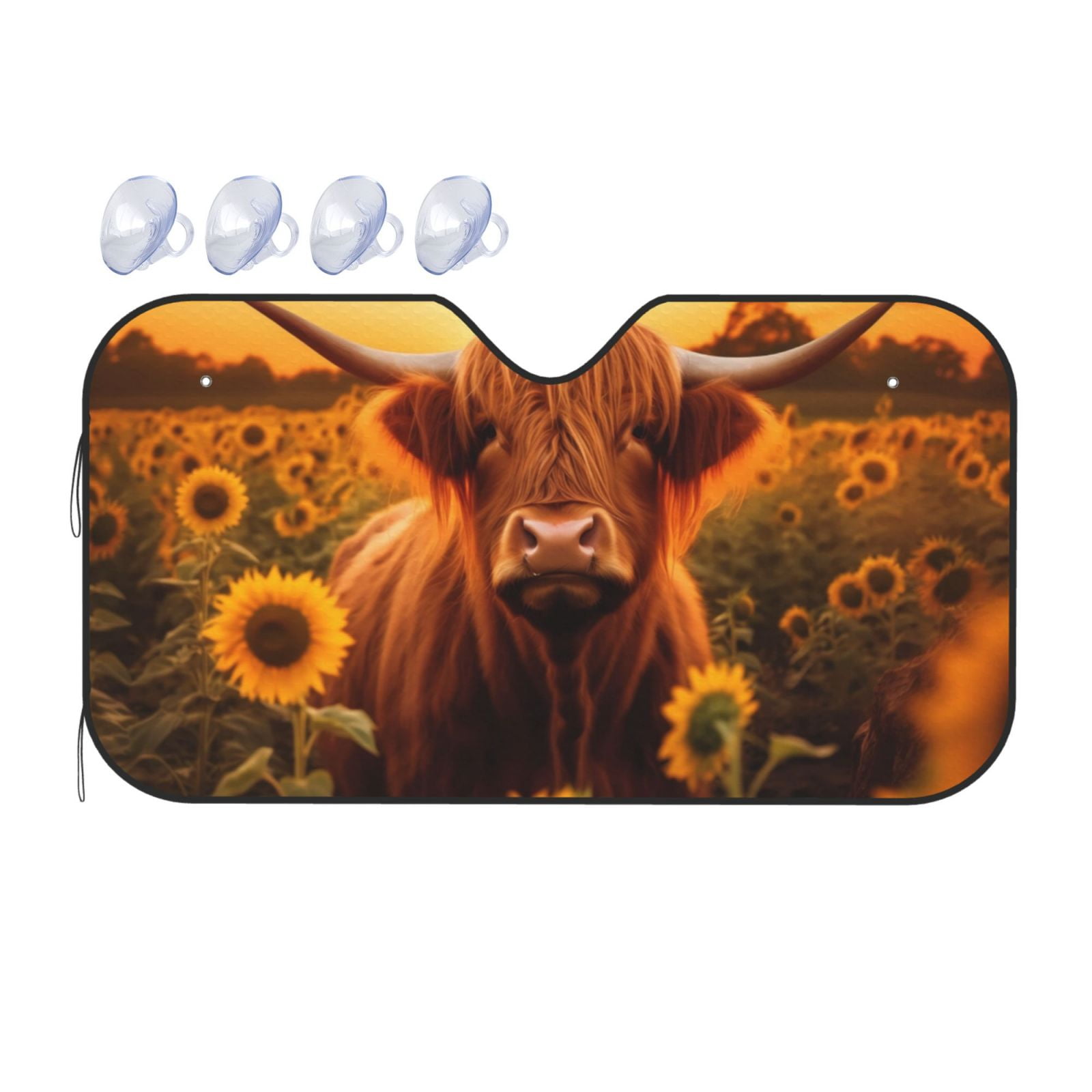 Bingfone Vintage Sunflower Cow B Car Windshield Sunshade,Sun Foldable ...