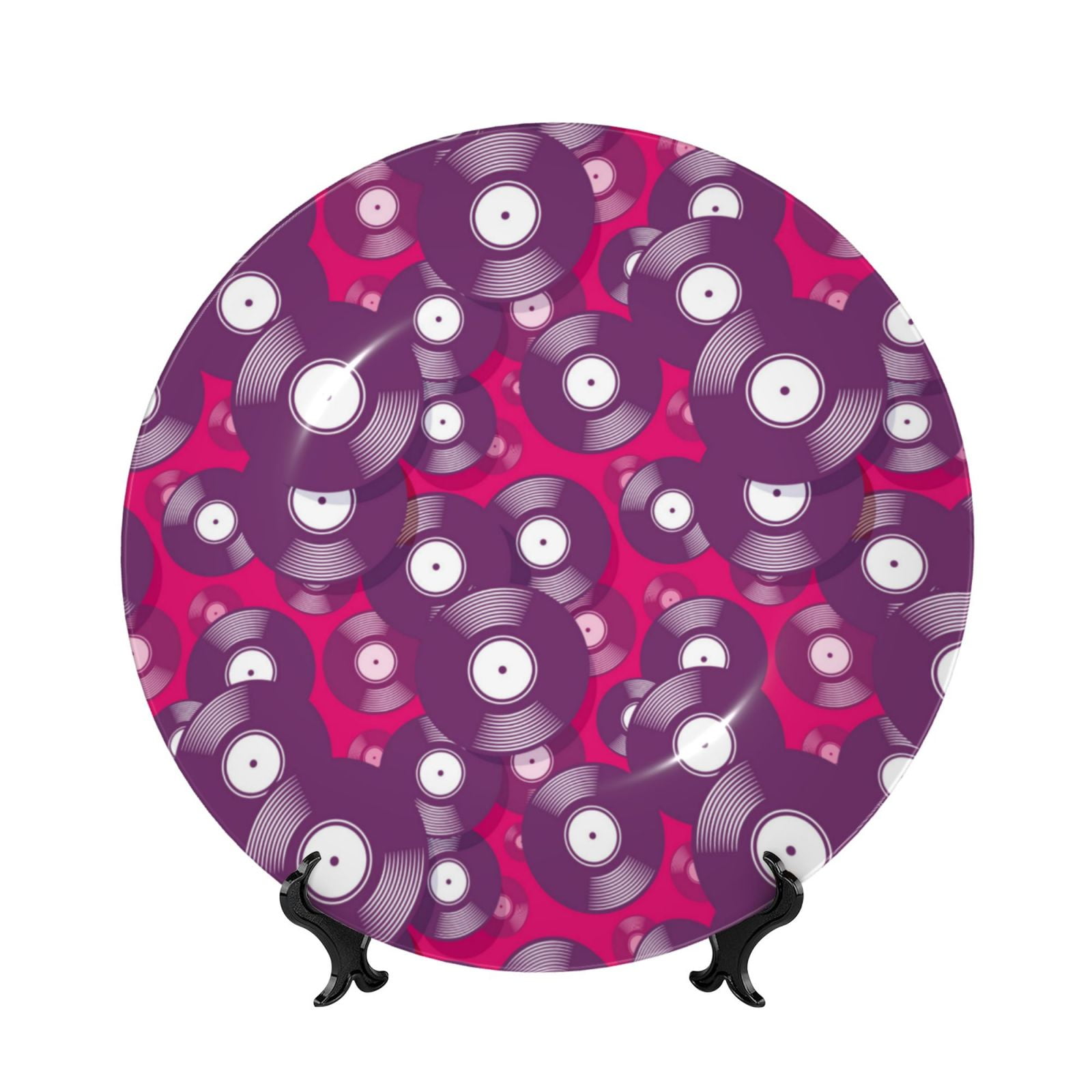 Bingfone Vintage Vinyl Record Print Bone China Dinner Decorative Plates ...