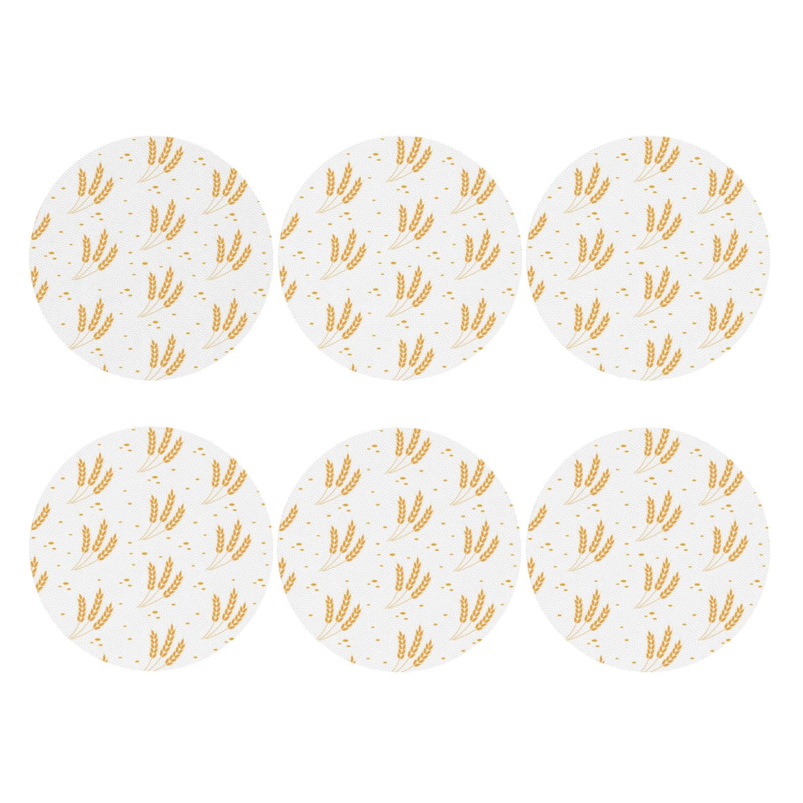 Bingfone Vintage Wheat Leather Drinks Coasters with Set of 6,Suitable ...