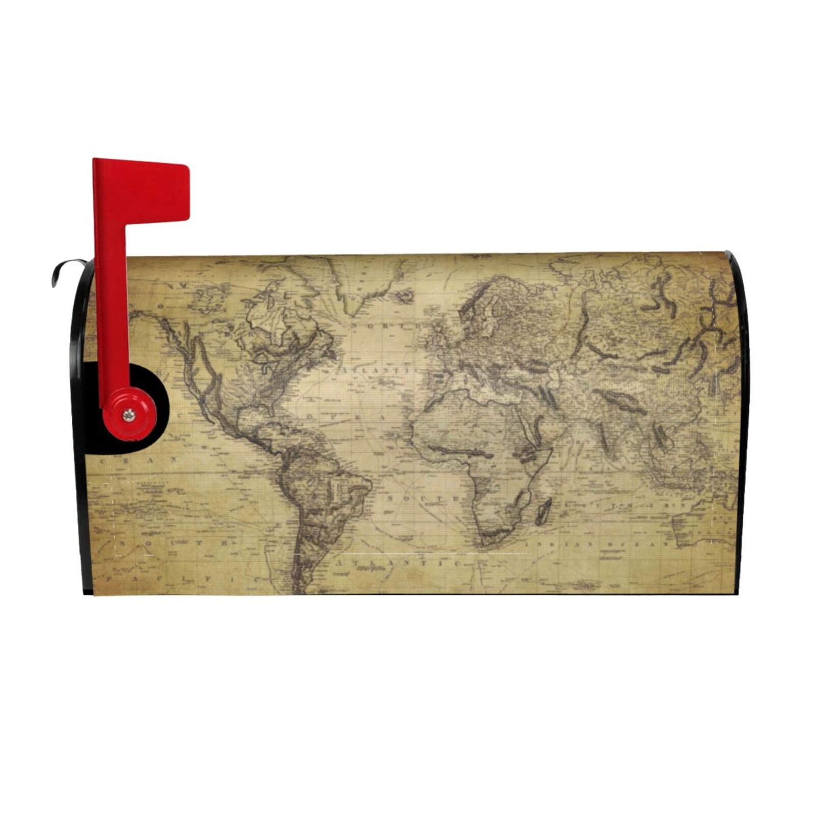 Bingfone Vintage World Map Magnetic Mailbox Cover Standard Size For ...