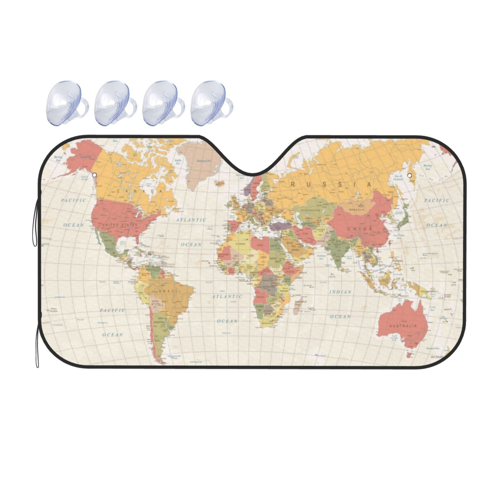 Bingfone Vintage World Map1 Car Windshield Sunshade,Sun Foldable Sun ...