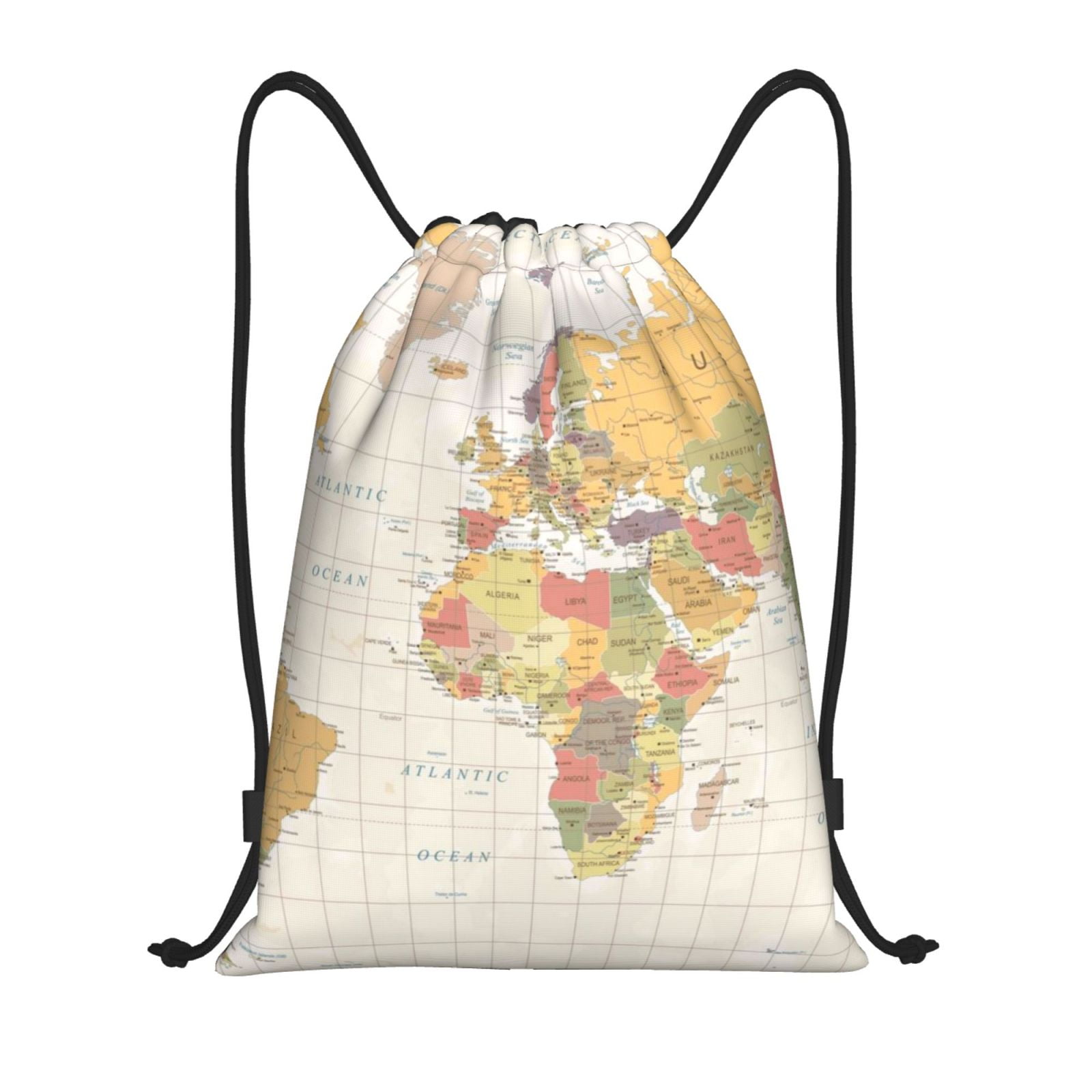 Bingfone Vintage World Map1 Drawstrings Backpacks Bags For Men Women ...