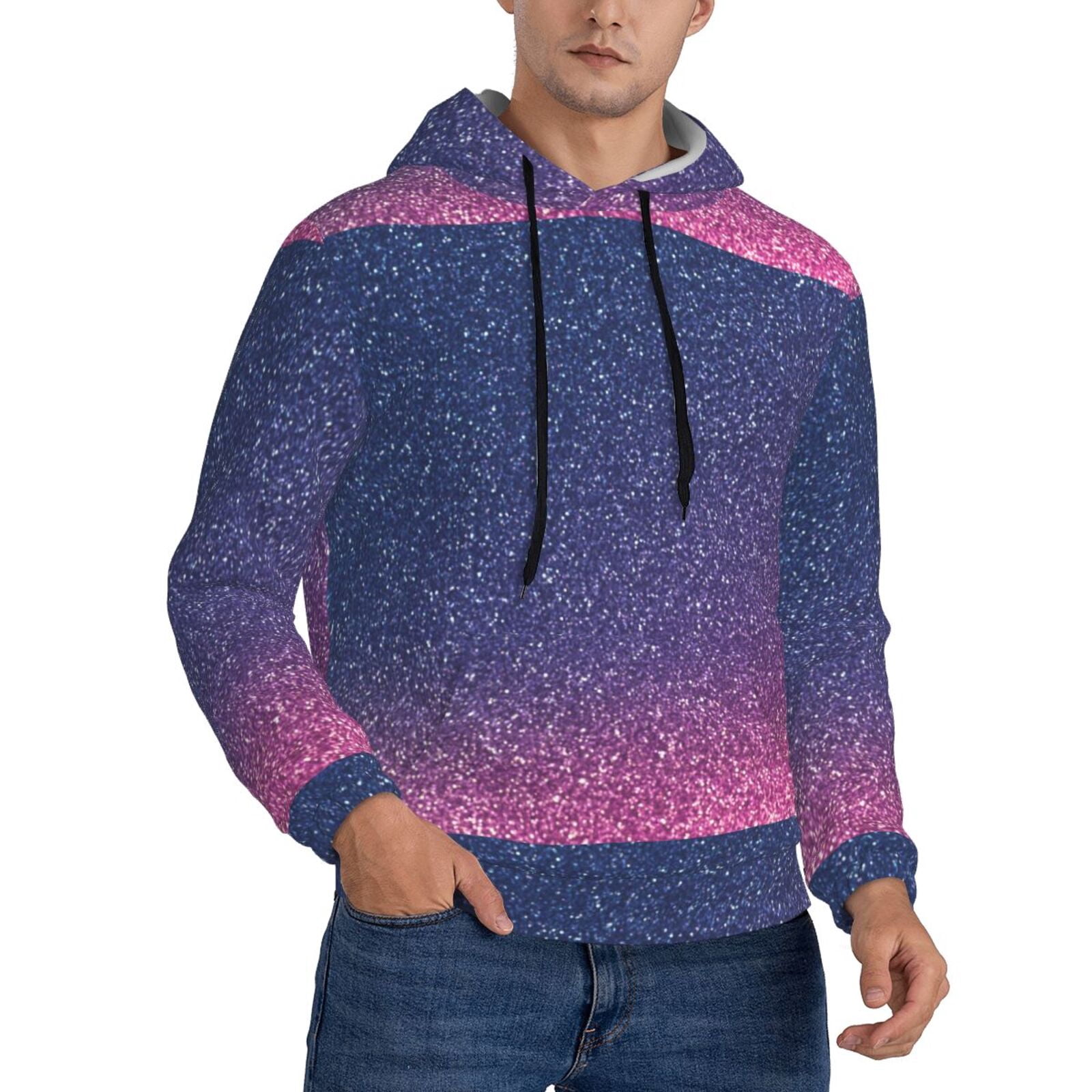 Bingfone Violet Glitter Men's Drawstring Hoodie Long Sleeve Pocket ...