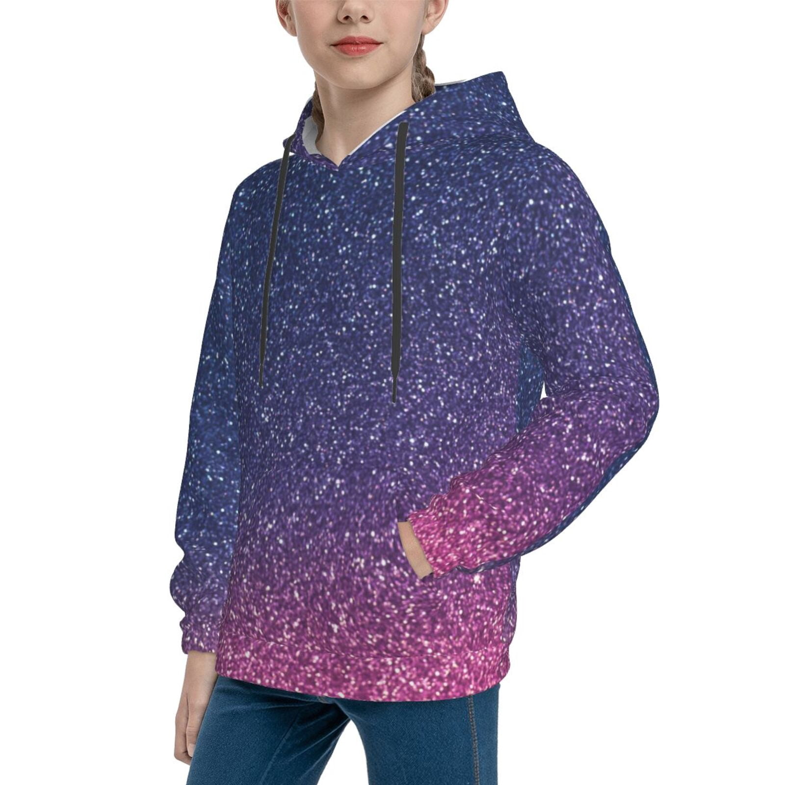 Bingfone Violet Glitter Pattern Youth Classic Hoodies Soft Hooded ...