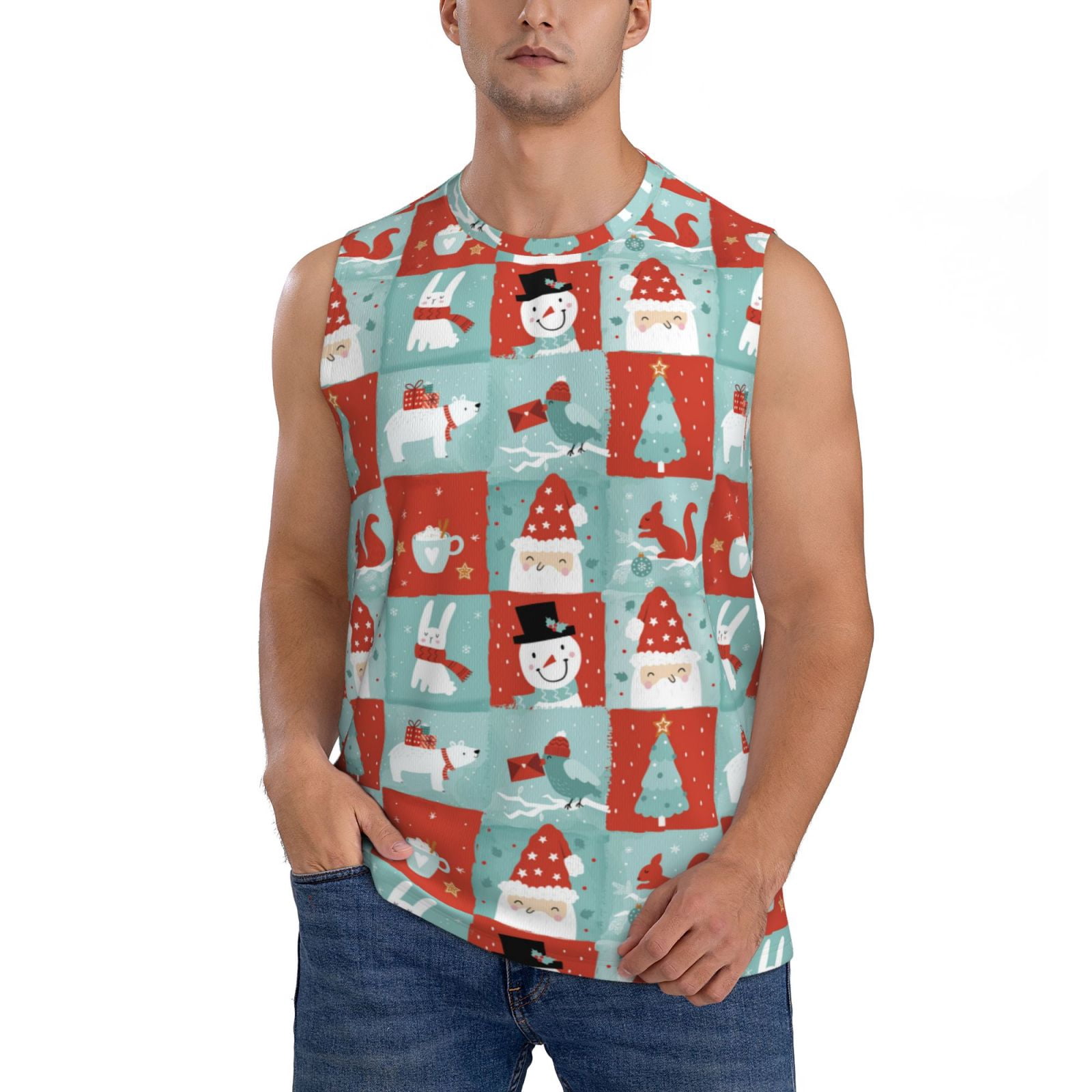 Bingfone Warm Christmas Memories Pattern Men's Tank Tops Workout ...