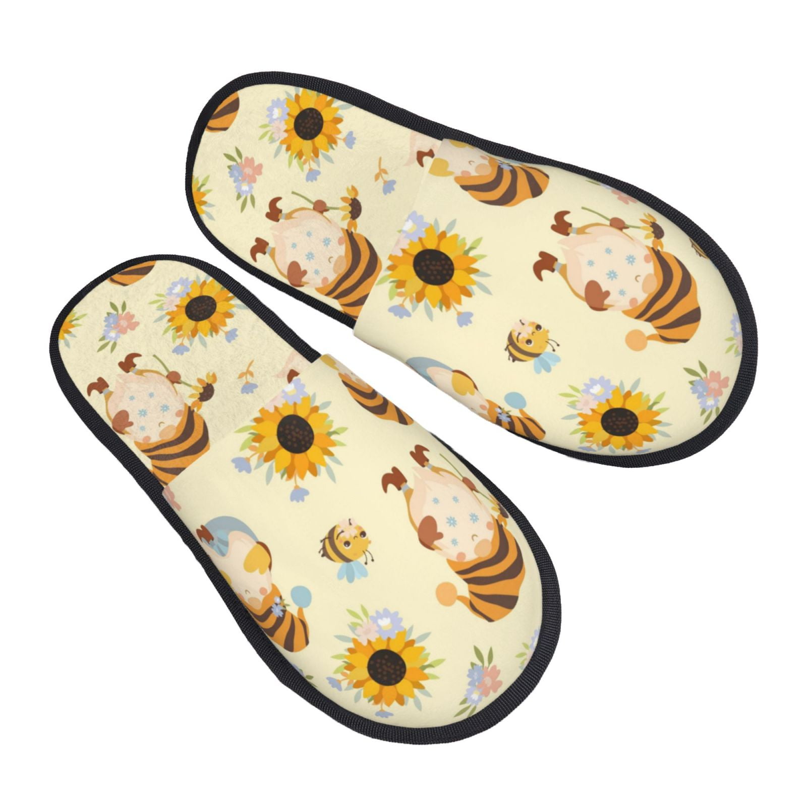 Bingfone Watercolor Bee Honey Honeycomb Bee House Slippers For Women ...