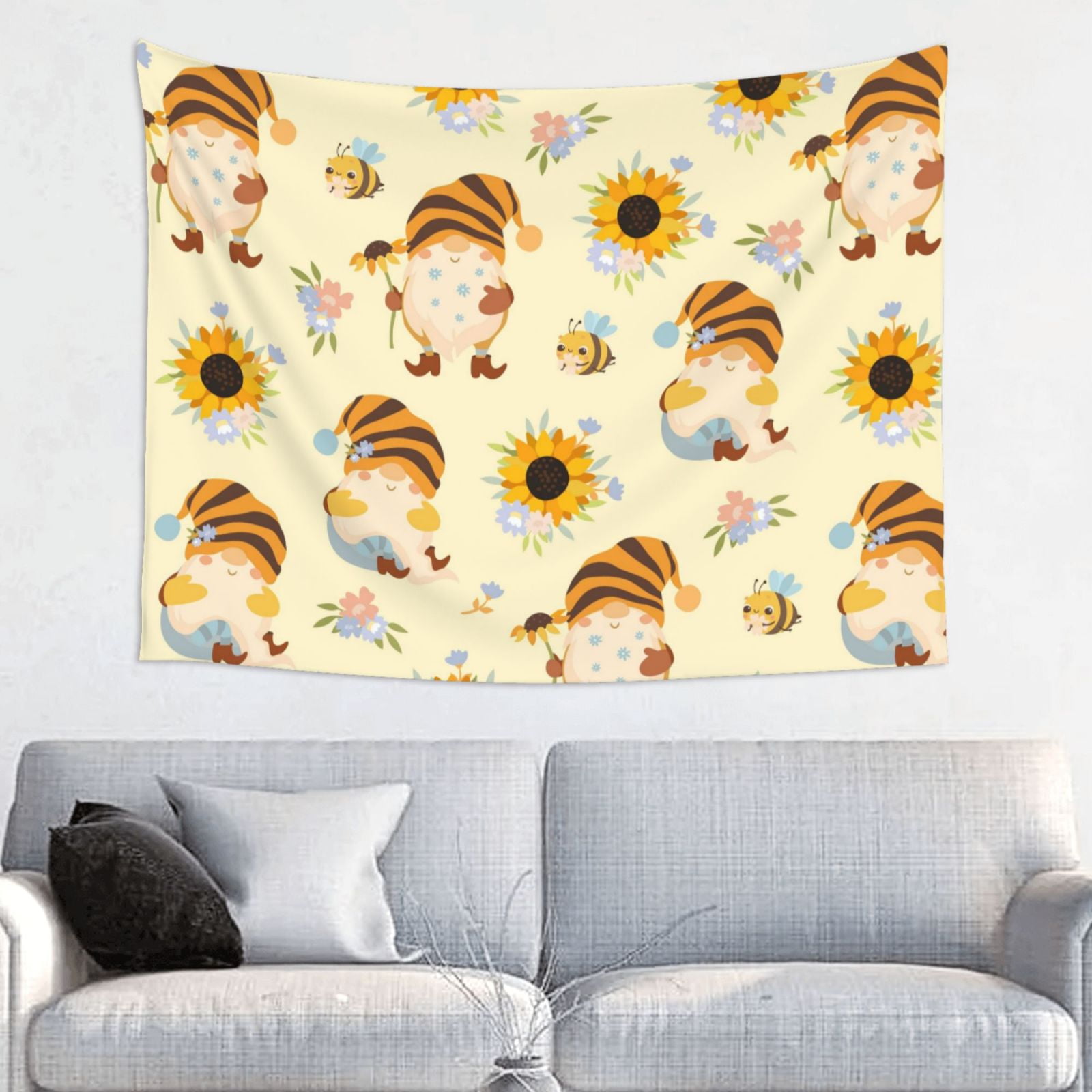 Bingfone Watercolor Bee Honey Honeycomb Bee Tapestry Wall Hanging Decor ...