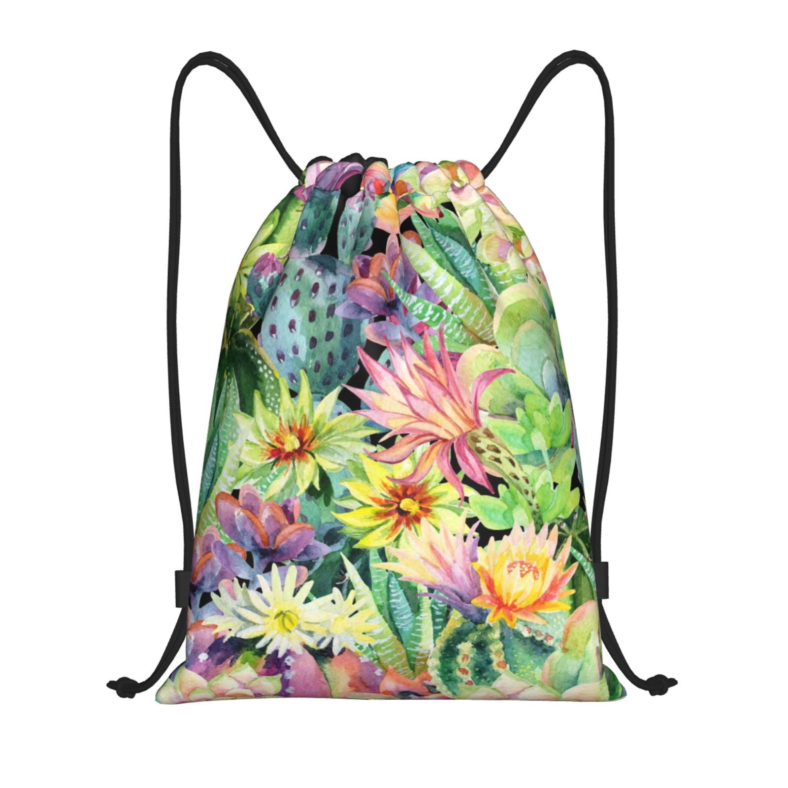 Bingfone Watercolor Blooming Cactus Drawstrings Backpacks Bags For Men ...