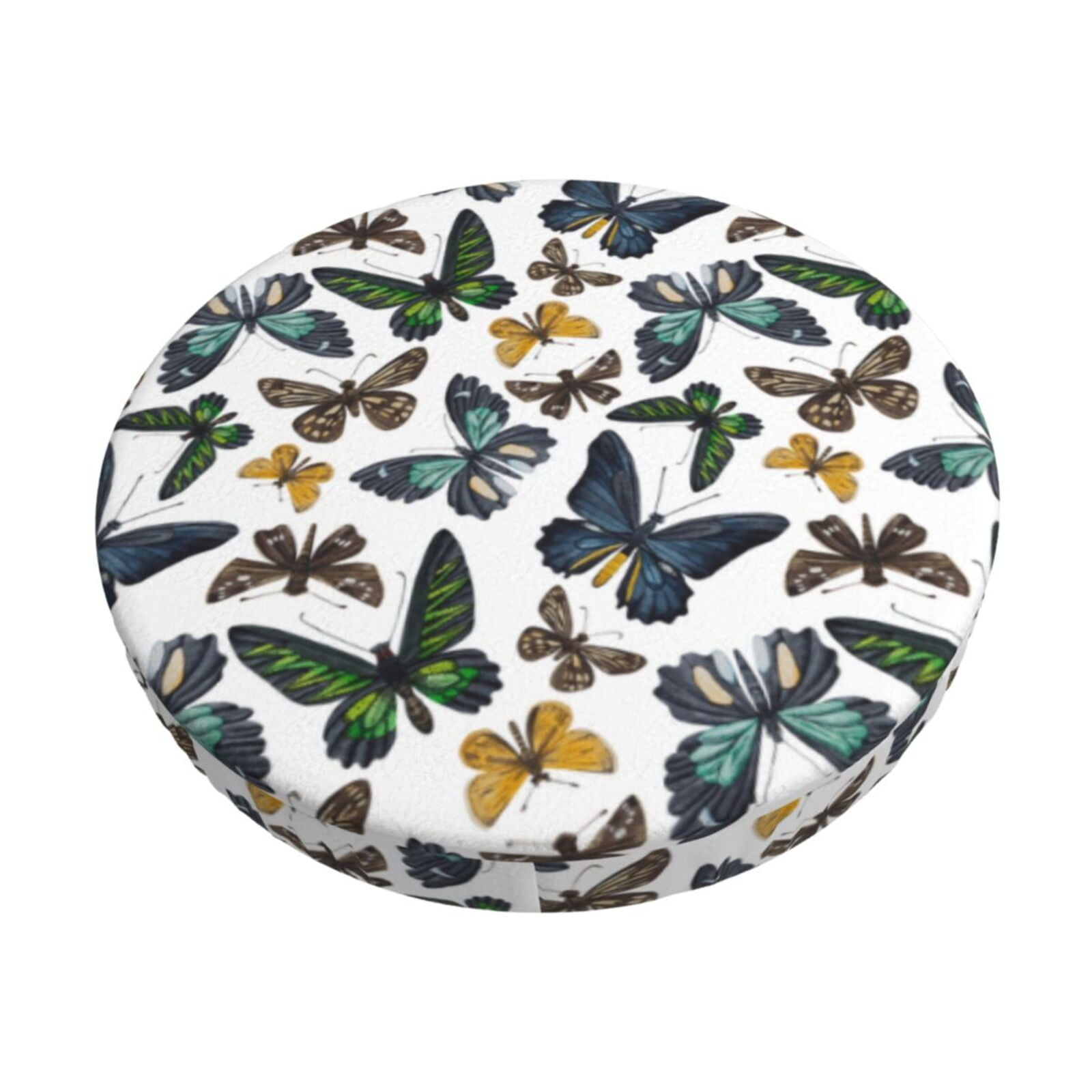 Bingfone Watercolor Butterflies Padded Round Bar Stool Cover Cushion ...