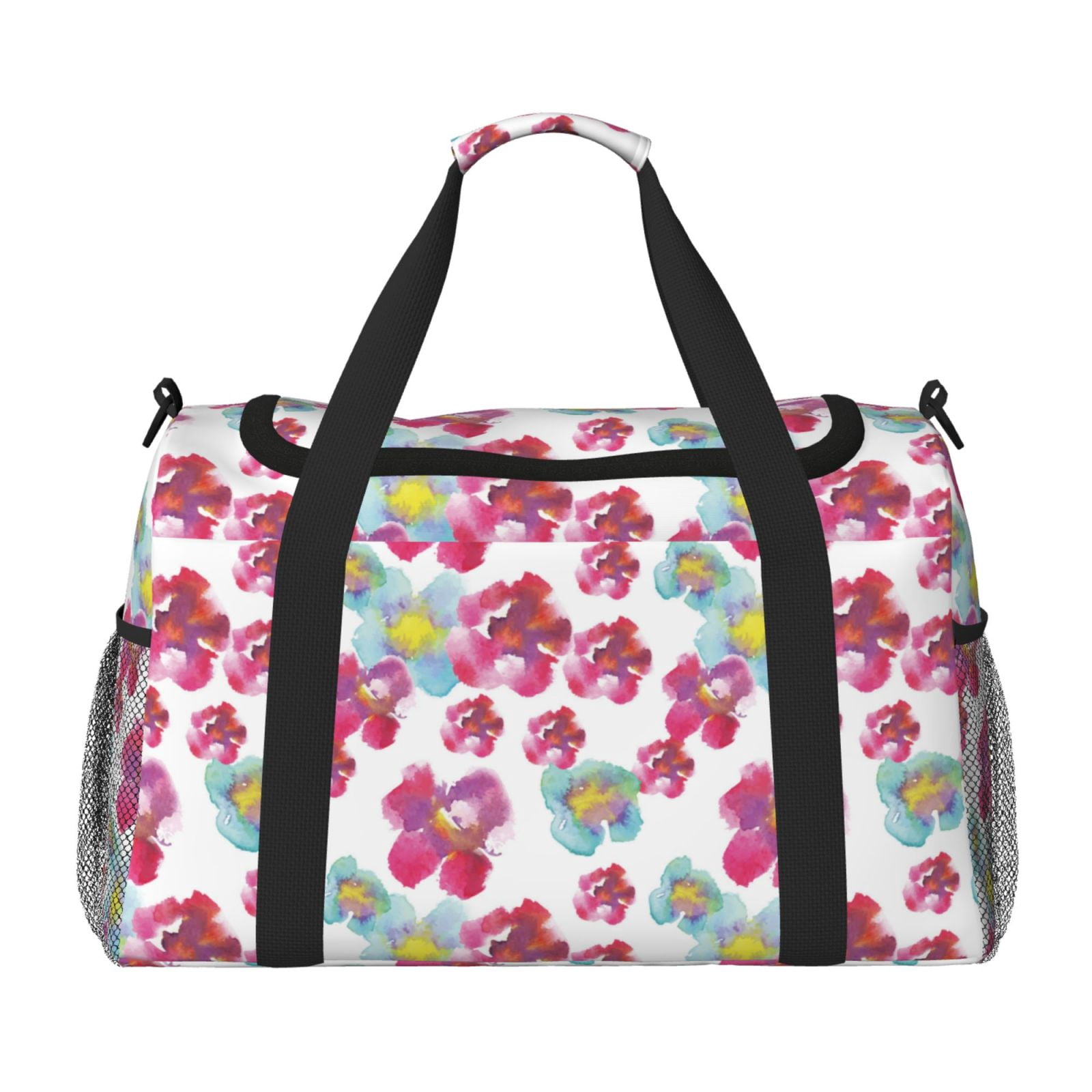 Bingfone Watercolor Flowers Print Travel Duffel Tote Bag,Waterproof ...