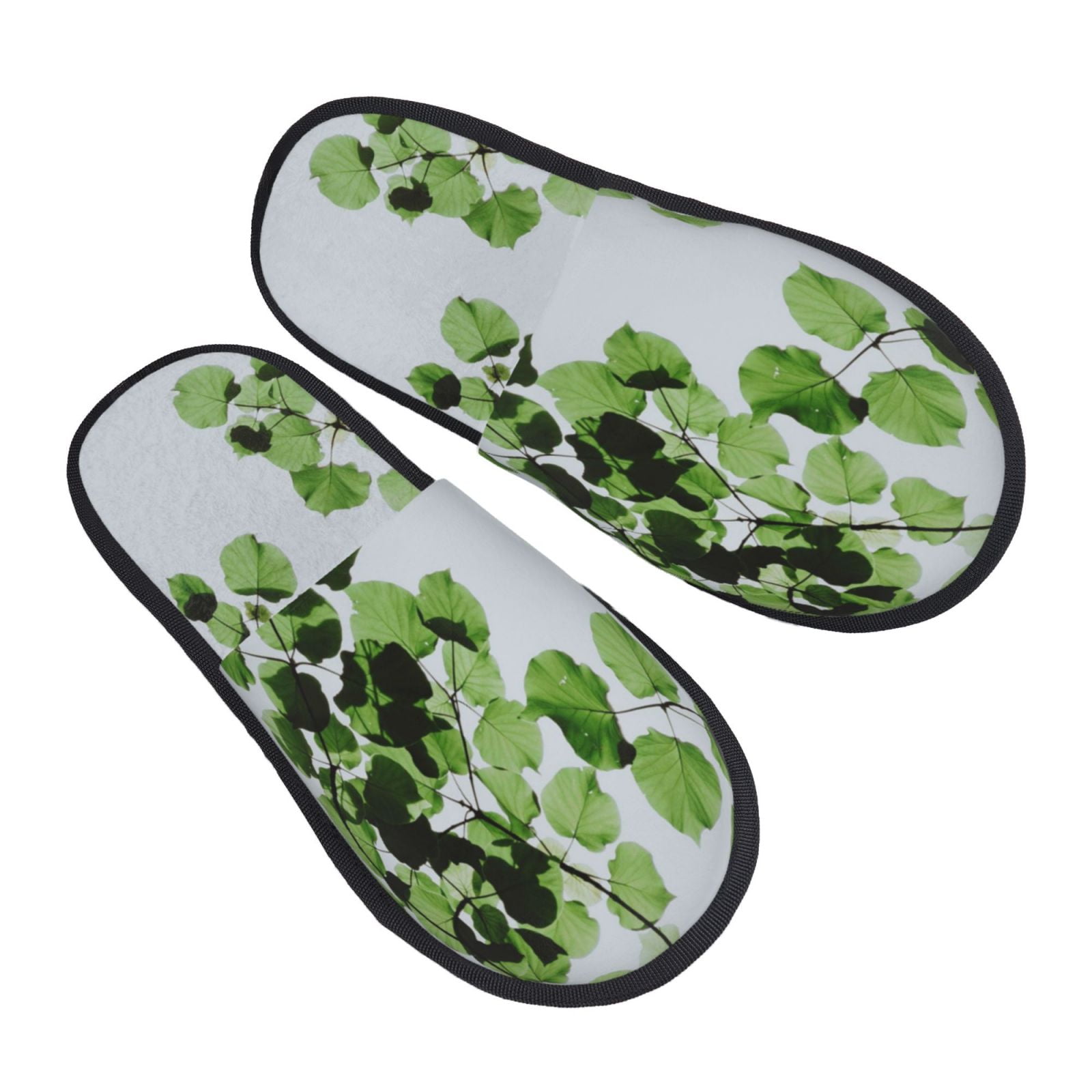 Bingfone Watercolor Green Leaves House Slippers For Women Men With Soft ...