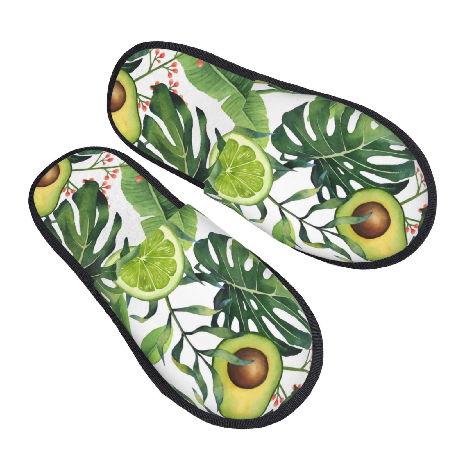 Bingfone Watercolor Green Tropical House Slippers For Women Men With ...