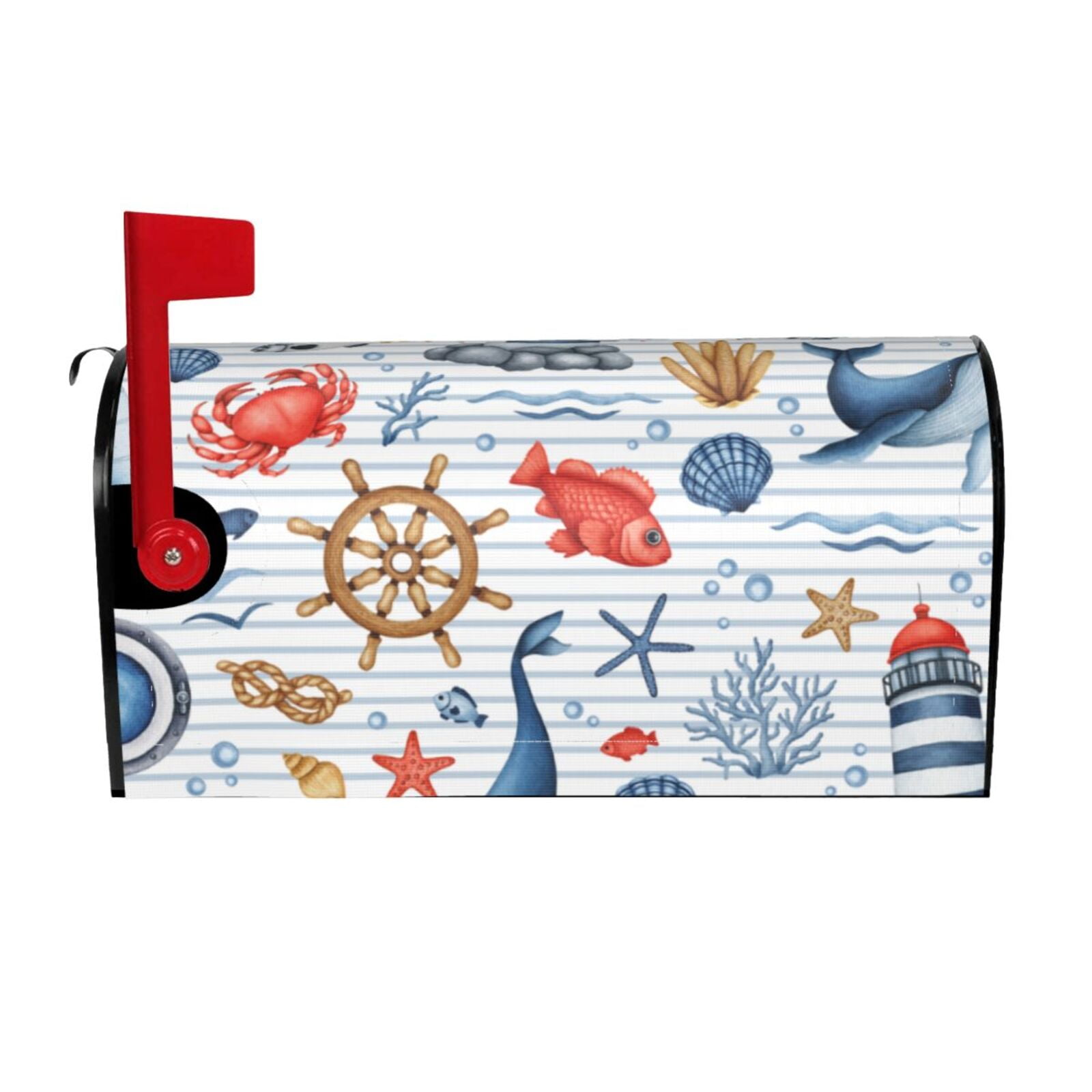 Bingfone Watercolor Nautical Magnetic Mailbox Cover Standard Size for ...