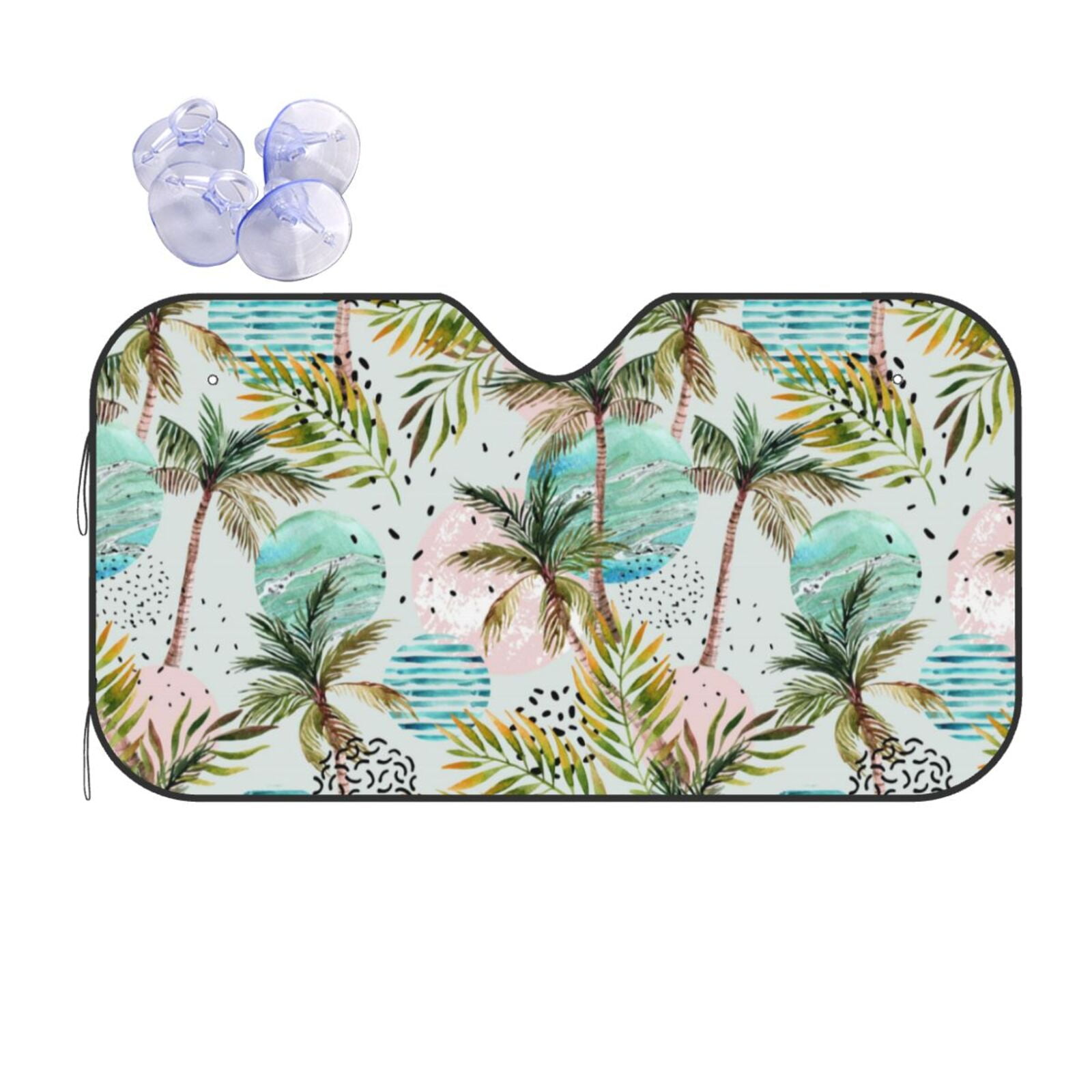 Bingfone Watercolor Palm Tree Car Windshield Sun Shade Protector Keep ...