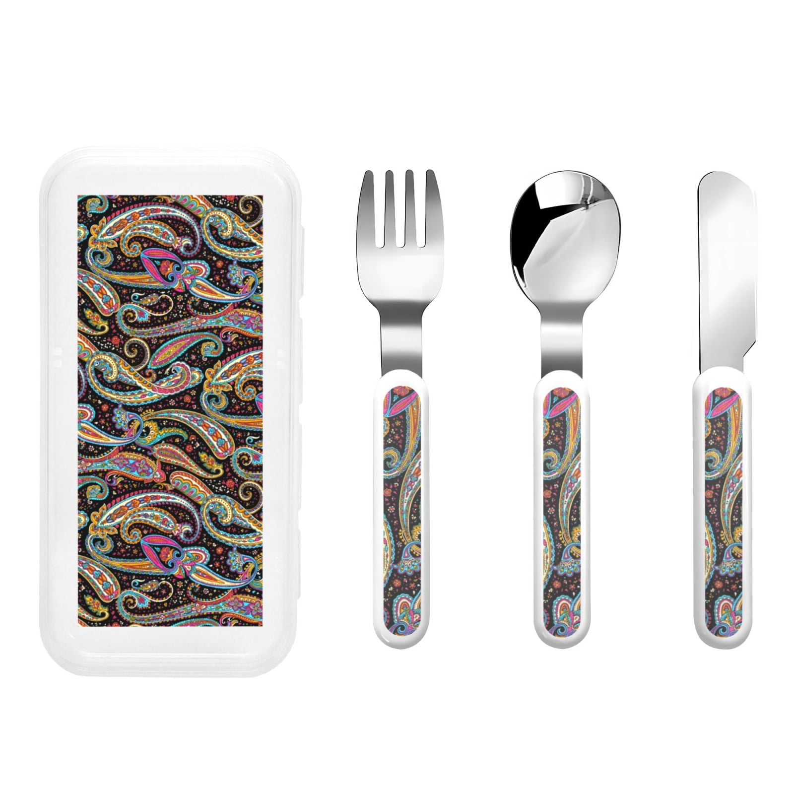 Bingfone Watercolor Romantic Paisley Print Toddler Utensils Kids ...