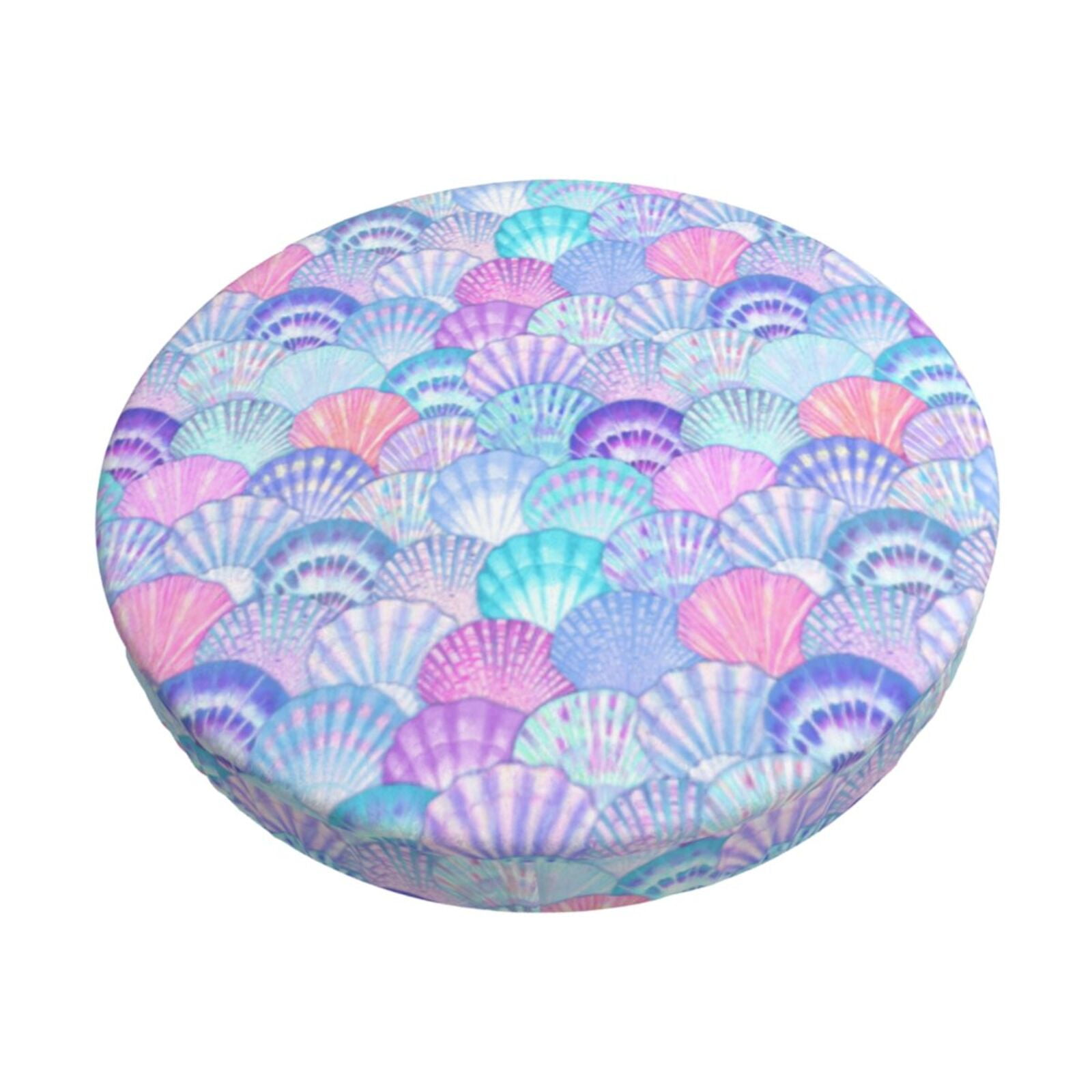 Bingfone Watercolor Sea Shells 1 Padded Round Bar Stool Cover Cushion ...