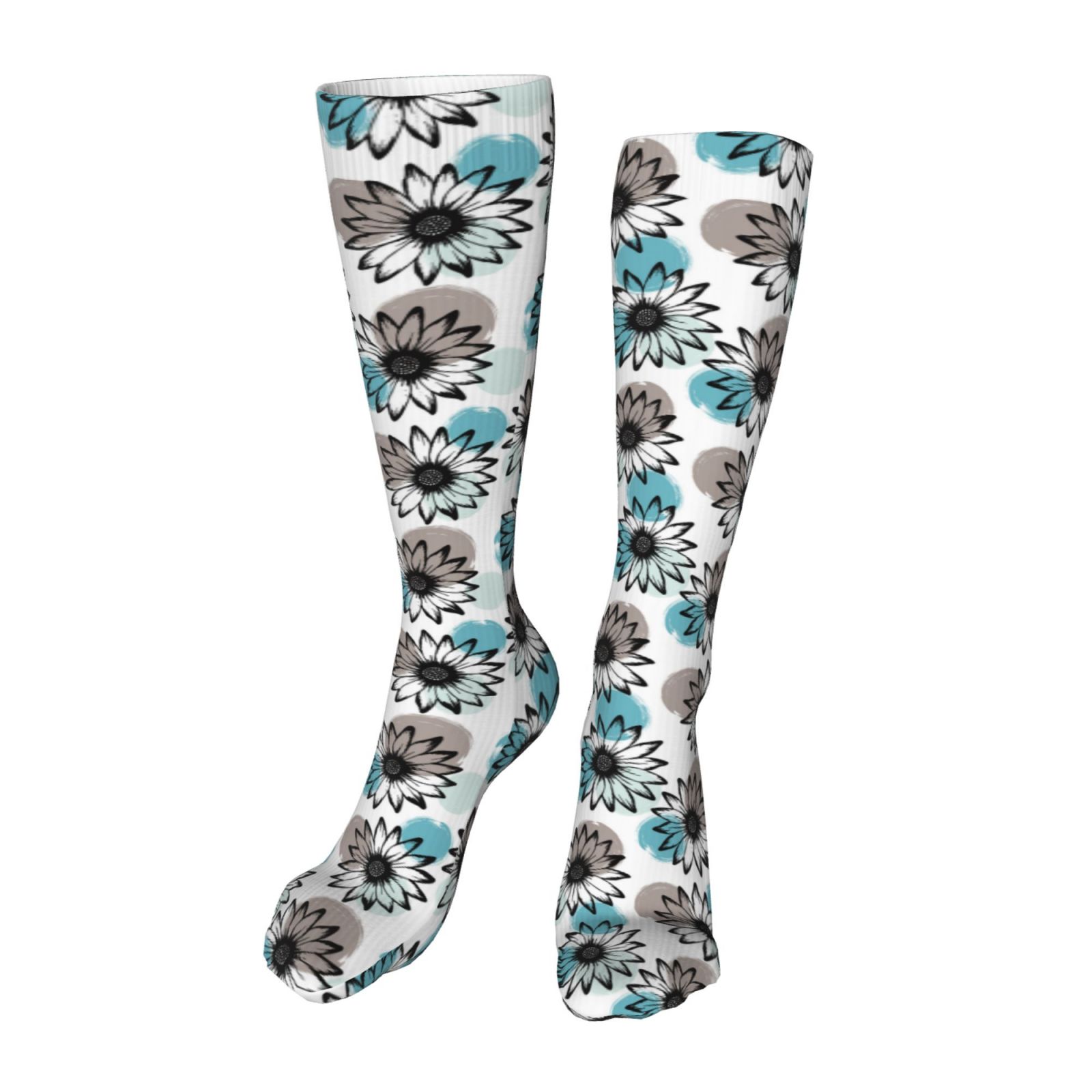 Bingfone Watercolor Sunflower Print Compression Socks for Women and Men ...