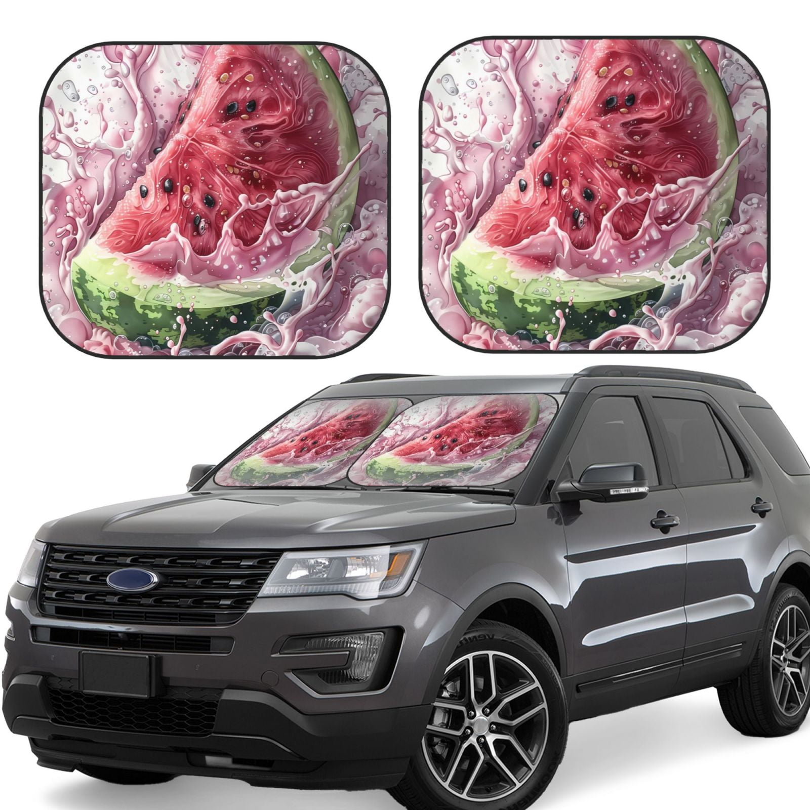 Bingfone Watermelon Splash Realism Art Windshield Sun Shade 2-Piece ...
