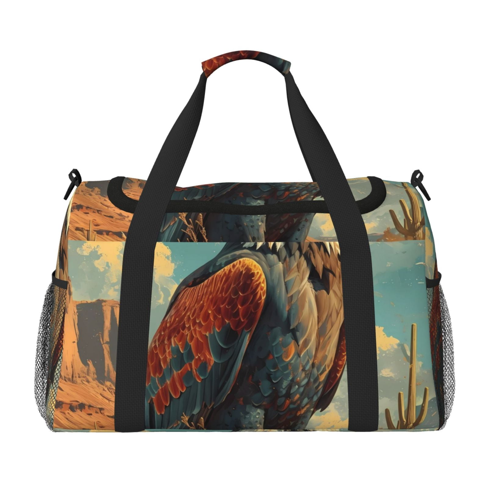 Bingfone Western Desert Cactus Bald Eagle Print Travel Duffel Tote Bag ...