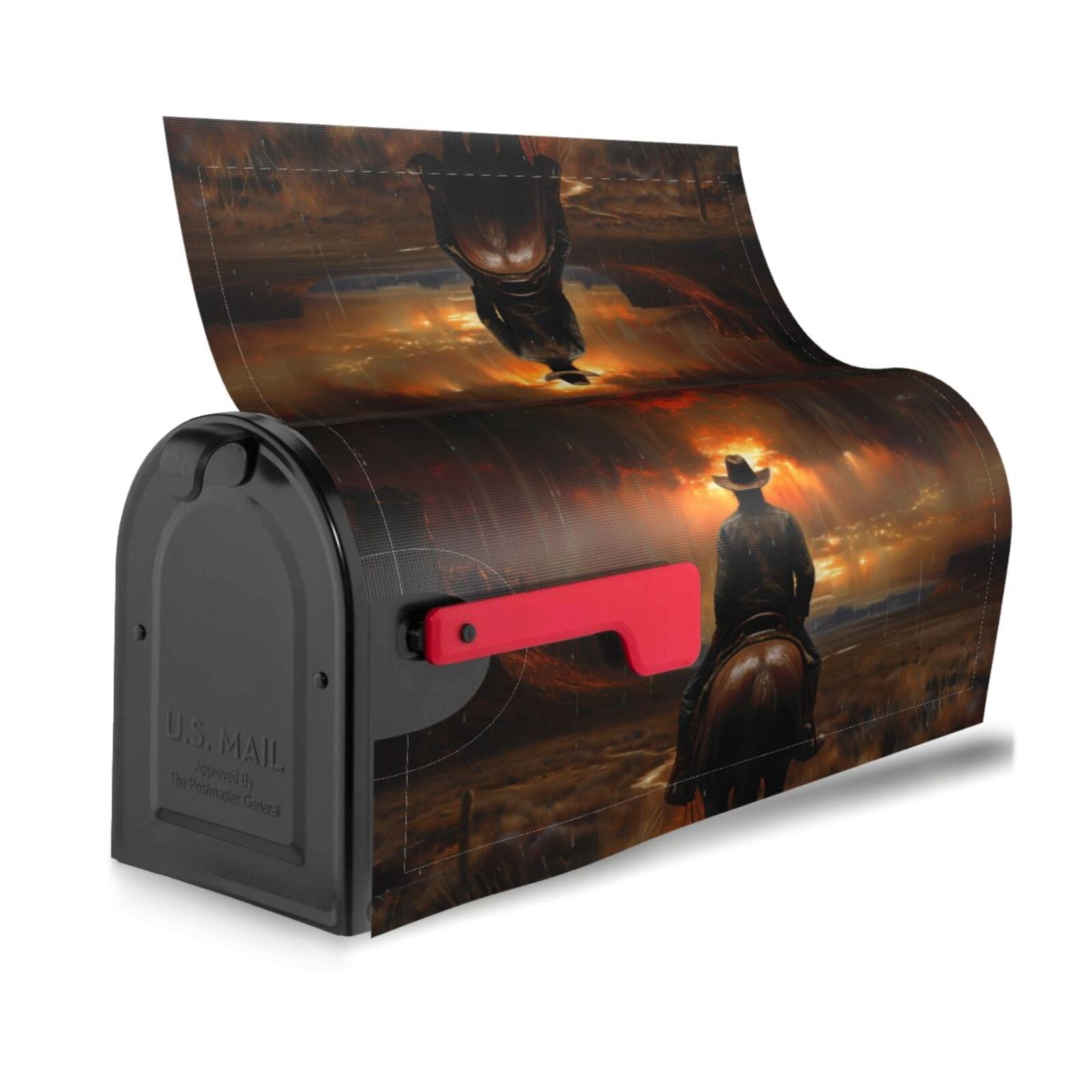 Bingfone Western Rainy Desert Cowboy Magnetic Mailbox Cover Standard ...