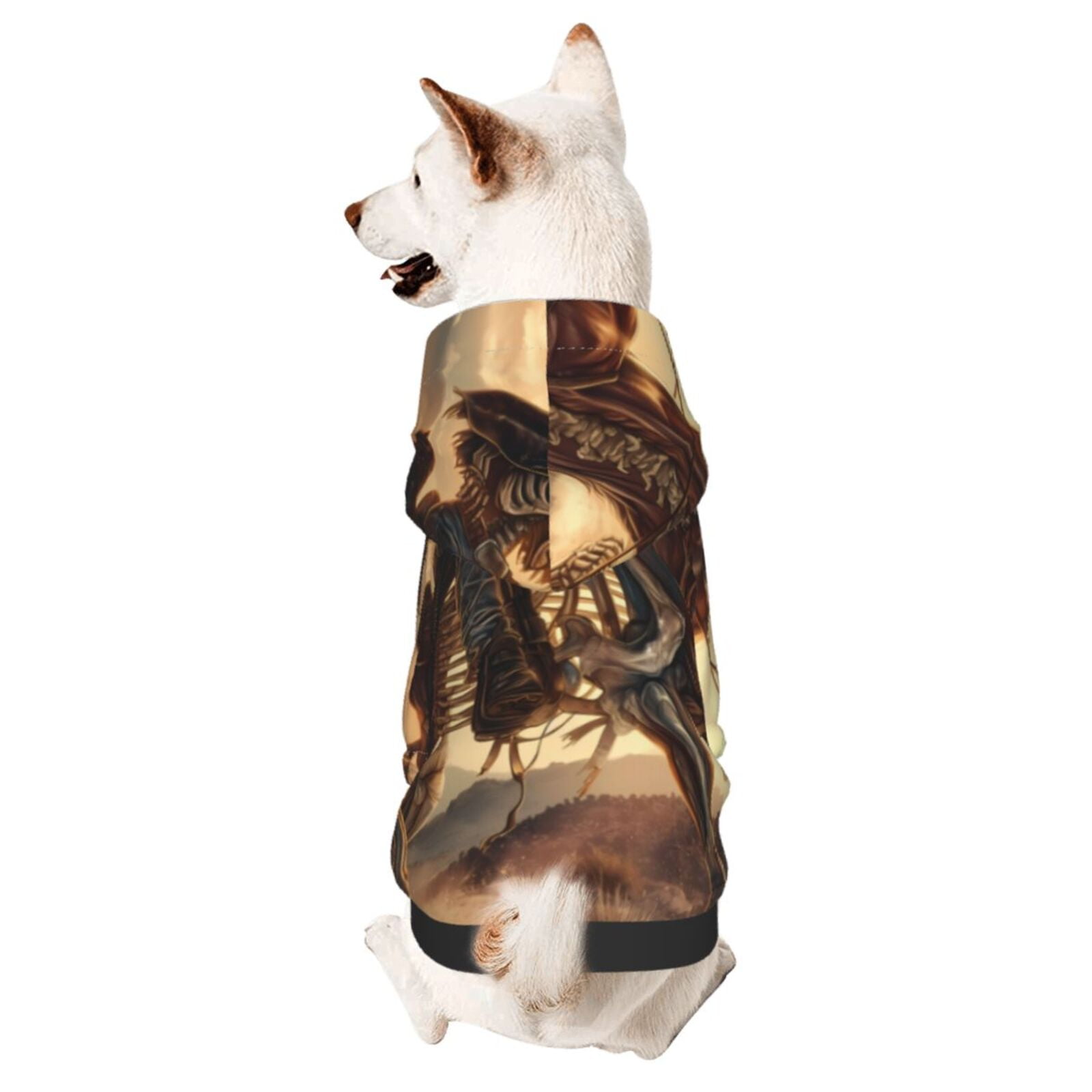 Bingfone Western Skeleton Cowboy Horse Dog Clothes Hoodie, Pet Winter ...