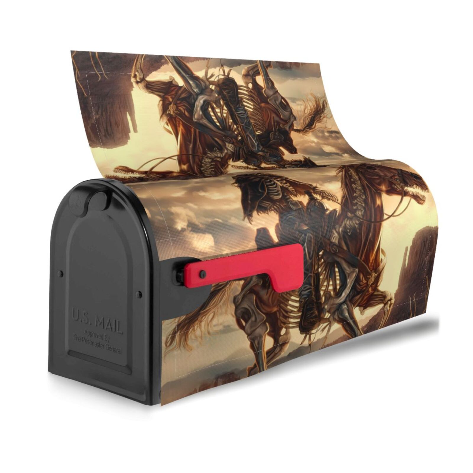 Bingfone Western Skeleton Cowboy Horse Magnetic Mailbox Cover Standard ...