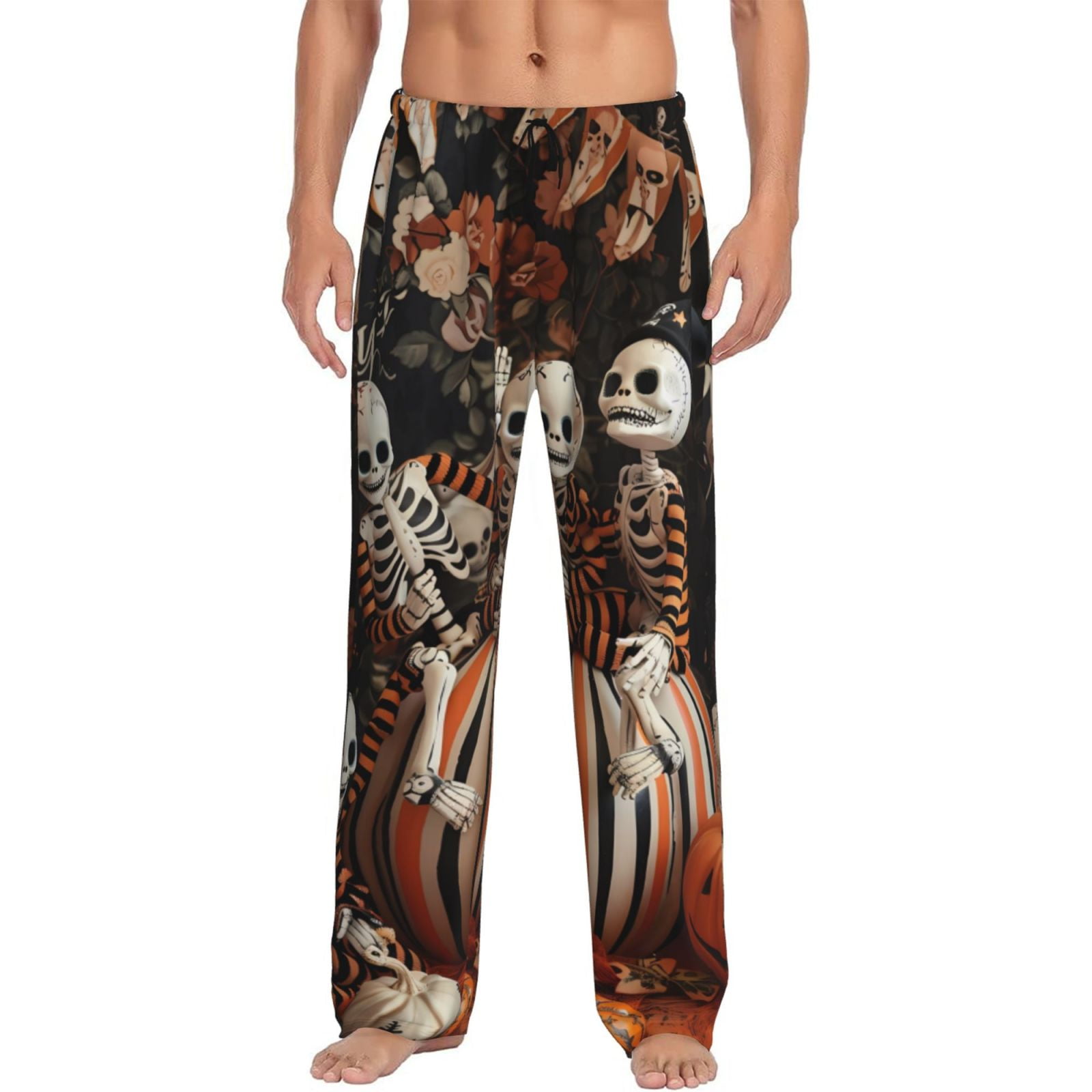 Bingfone Whimsical Halloween Skeletons Mens All Over Print Sleep Pajama ...