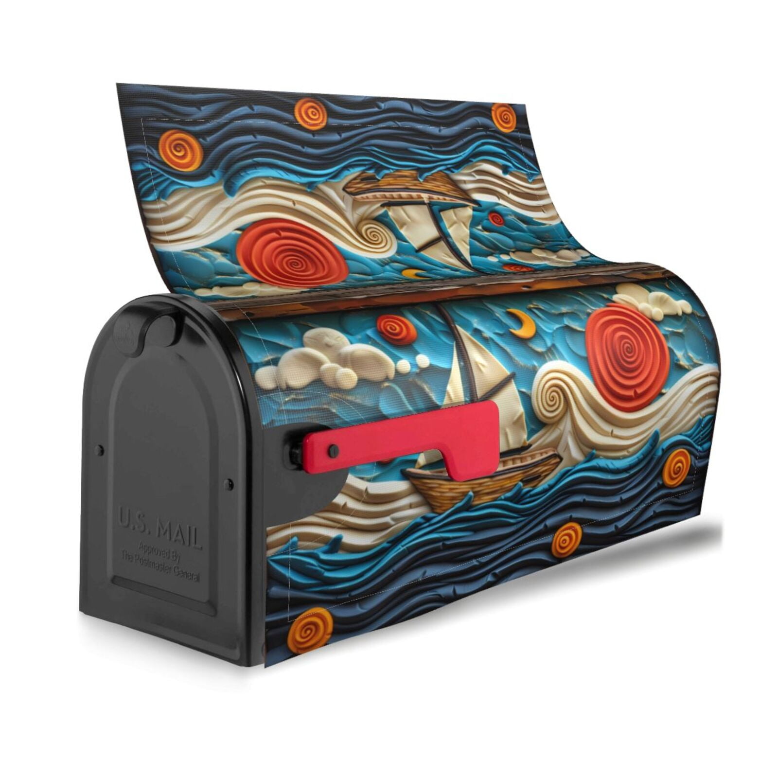 Bingfone Whimsical Sailboat Ocean Art Magnetic Mailbox Cover Standard ...