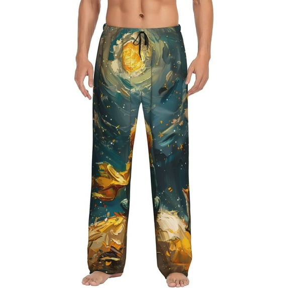 Bingfone Whimsical Starry Night Scene Mens All Over Print Sleep Pajama ...