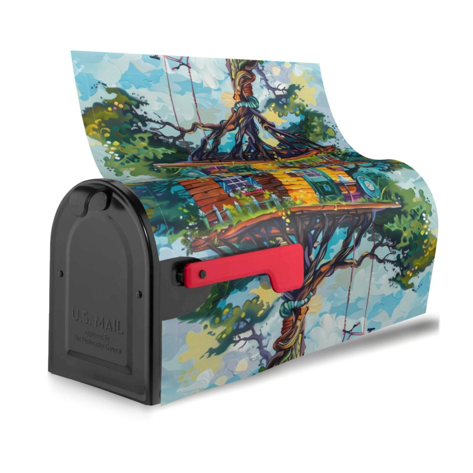 Bingfone Whimsical Treehouse Painting Magnetic Mailbox Cover Standard ...