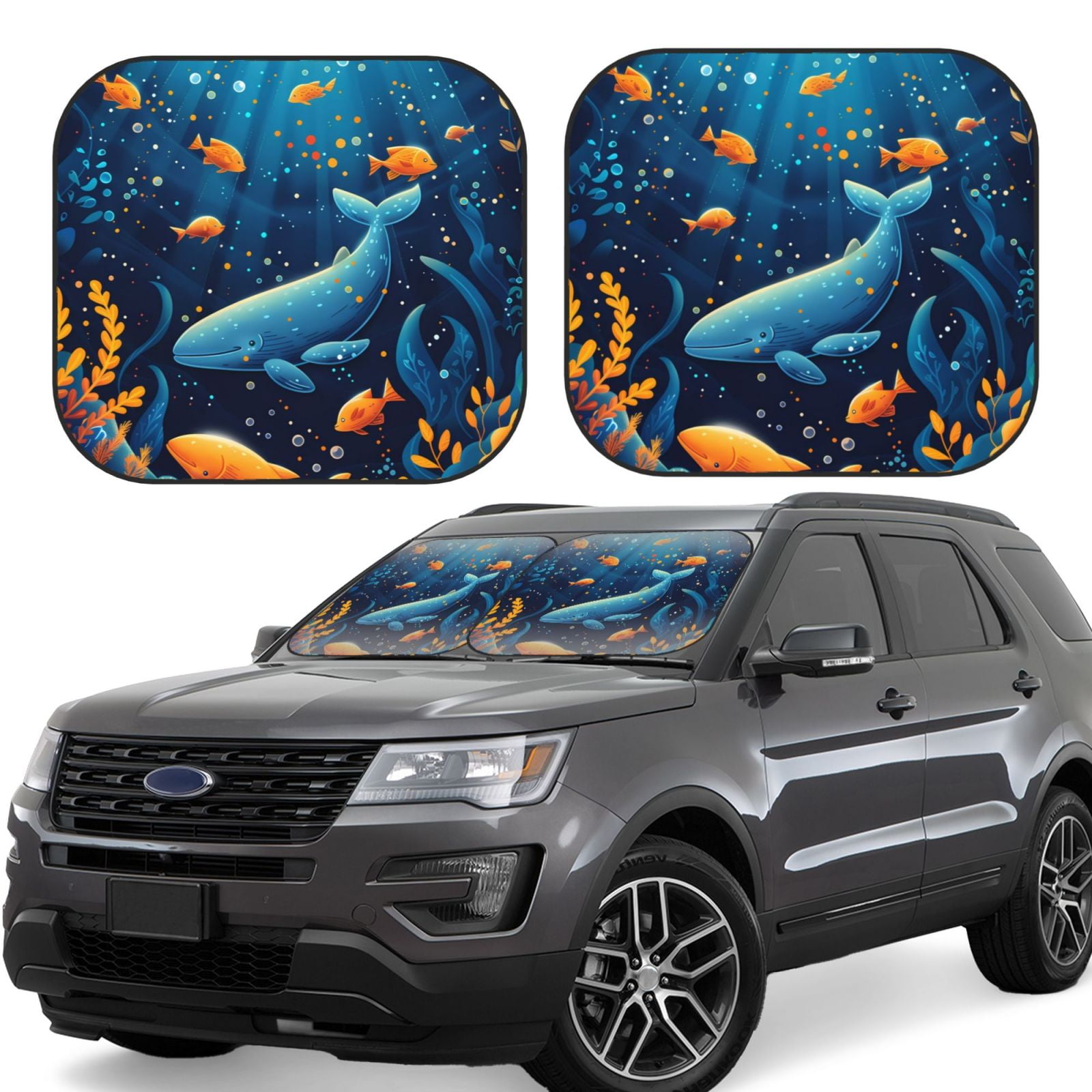 Bingfone Whimsical Underwater Fantasy Windshield Sun Shade 2-Piece ...