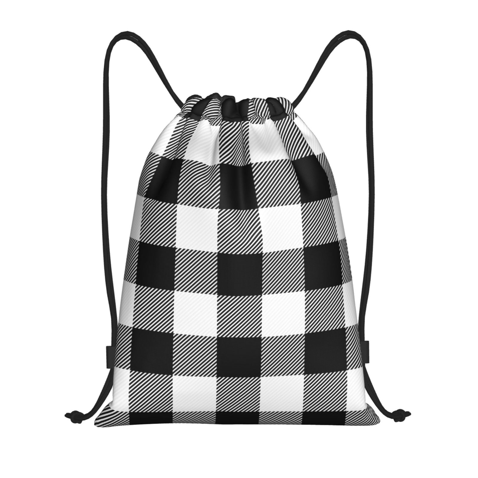 Bingfone White And Black Plaid Drawstrings Backpacks Bags For Men Women ...