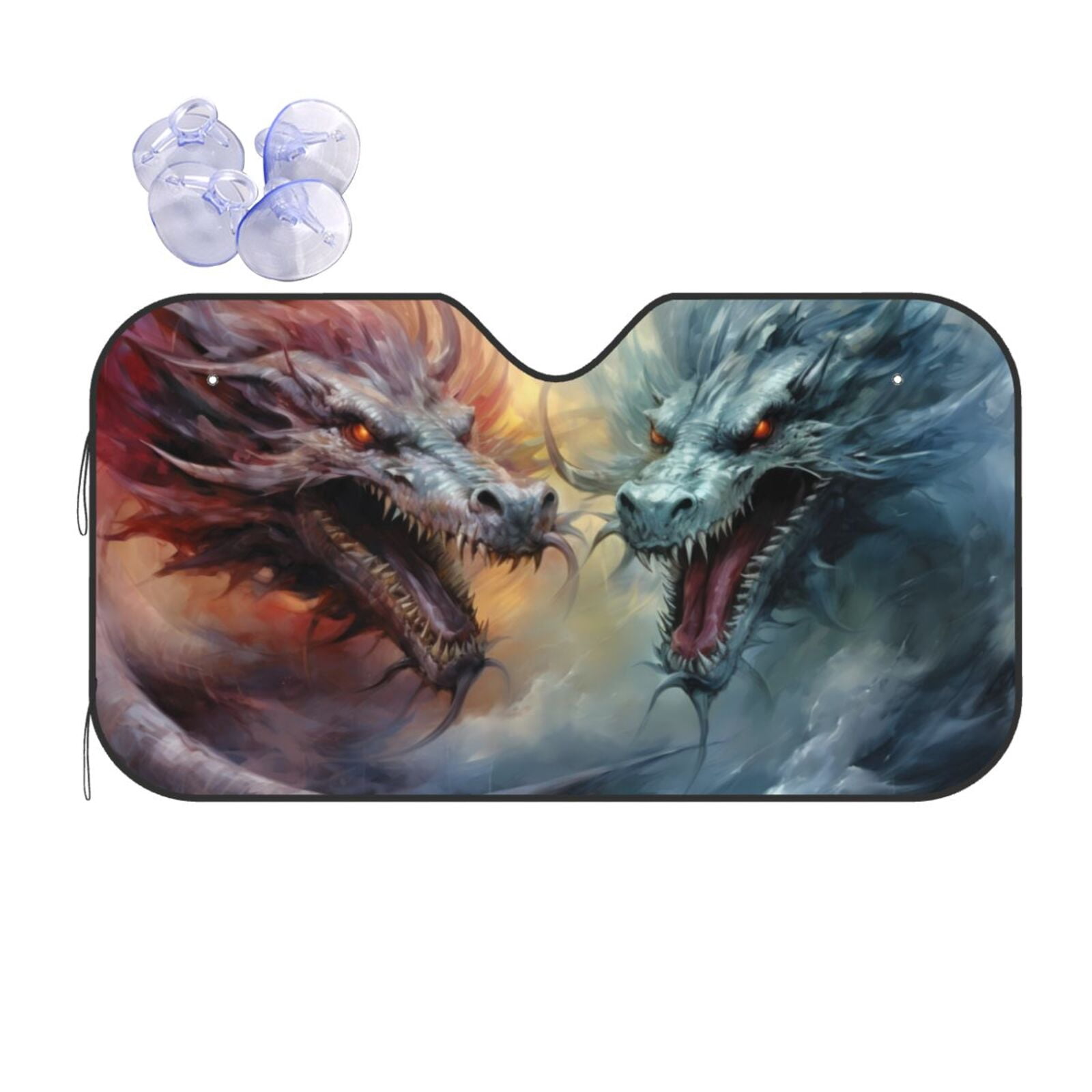 Bingfone White And Red Storm Dragon Car Windshield Sun Shade Protector ...