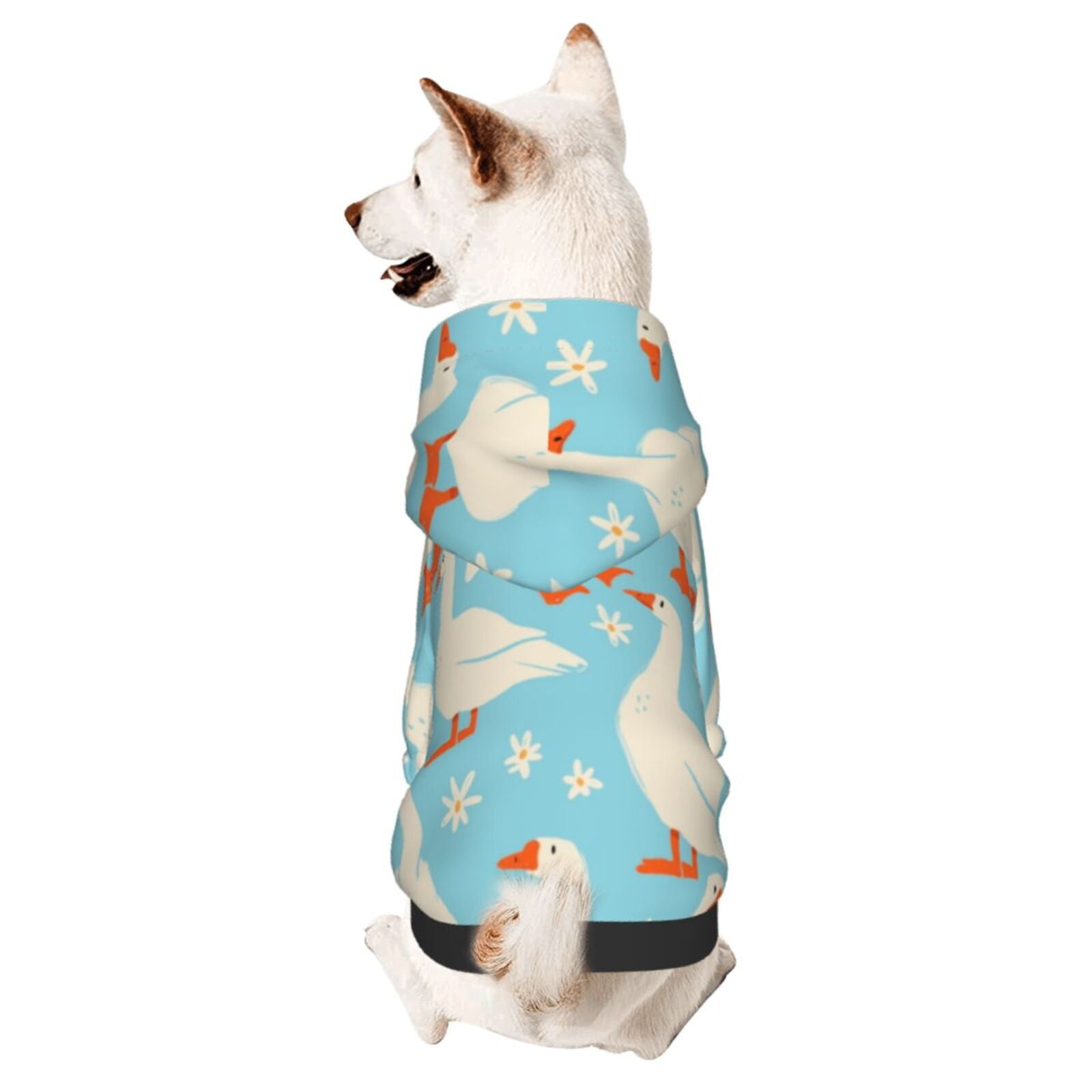Bingfone White Geese And Flower Dog Clothes Hoodie, Pet Winter Coat ...
