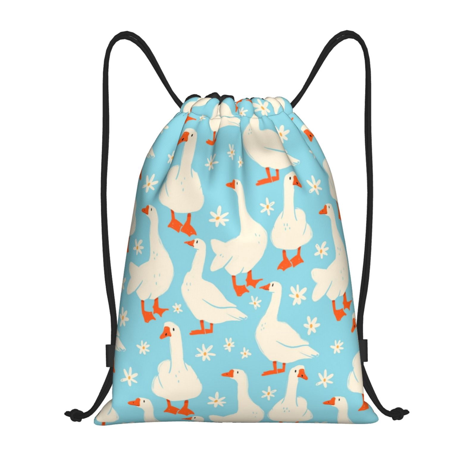 Bingfone White Geese And Flower Drawstrings Backpacks Bags For Men ...
