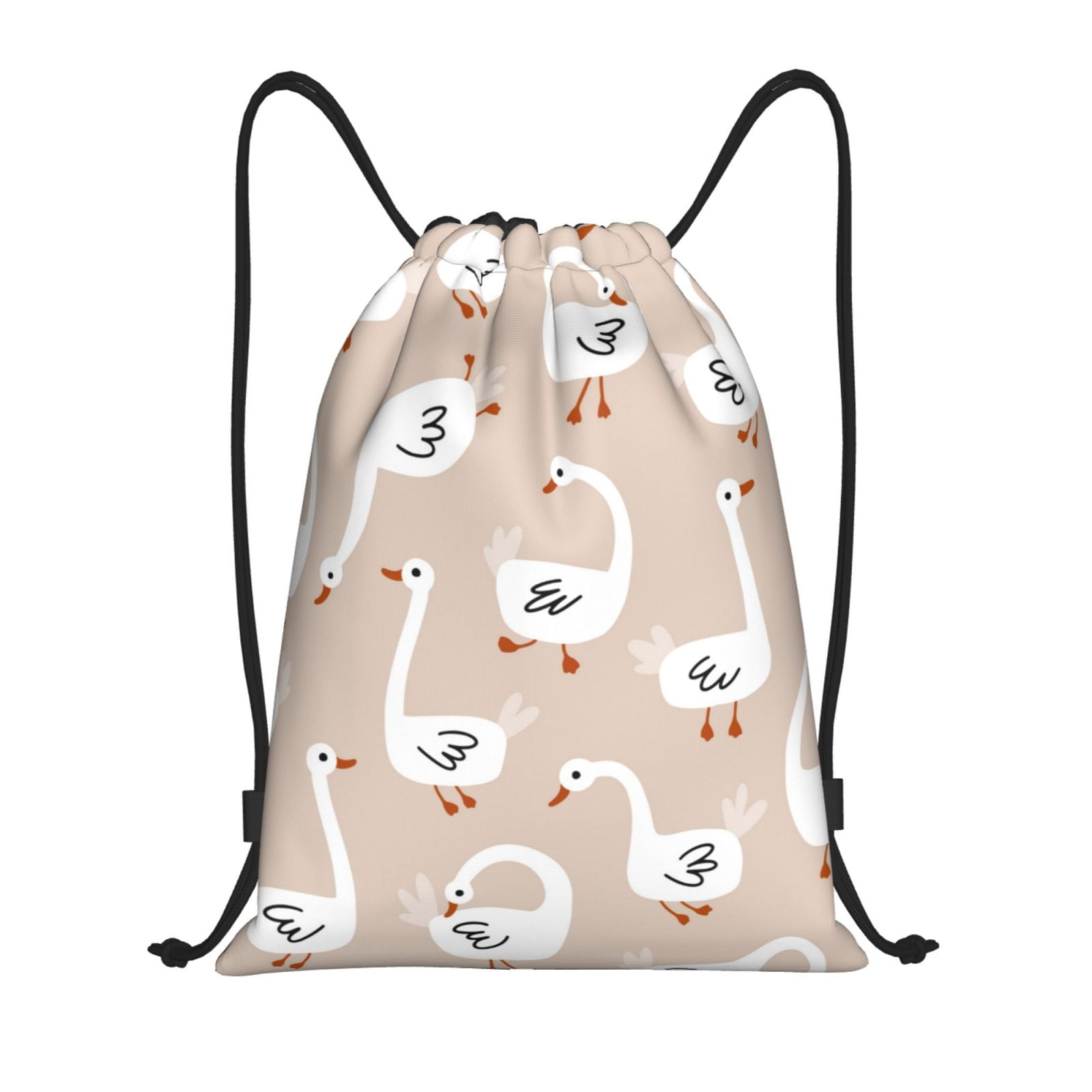 Bingfone White Goose Drawstrings Backpacks Bags For Men Women Gym ...