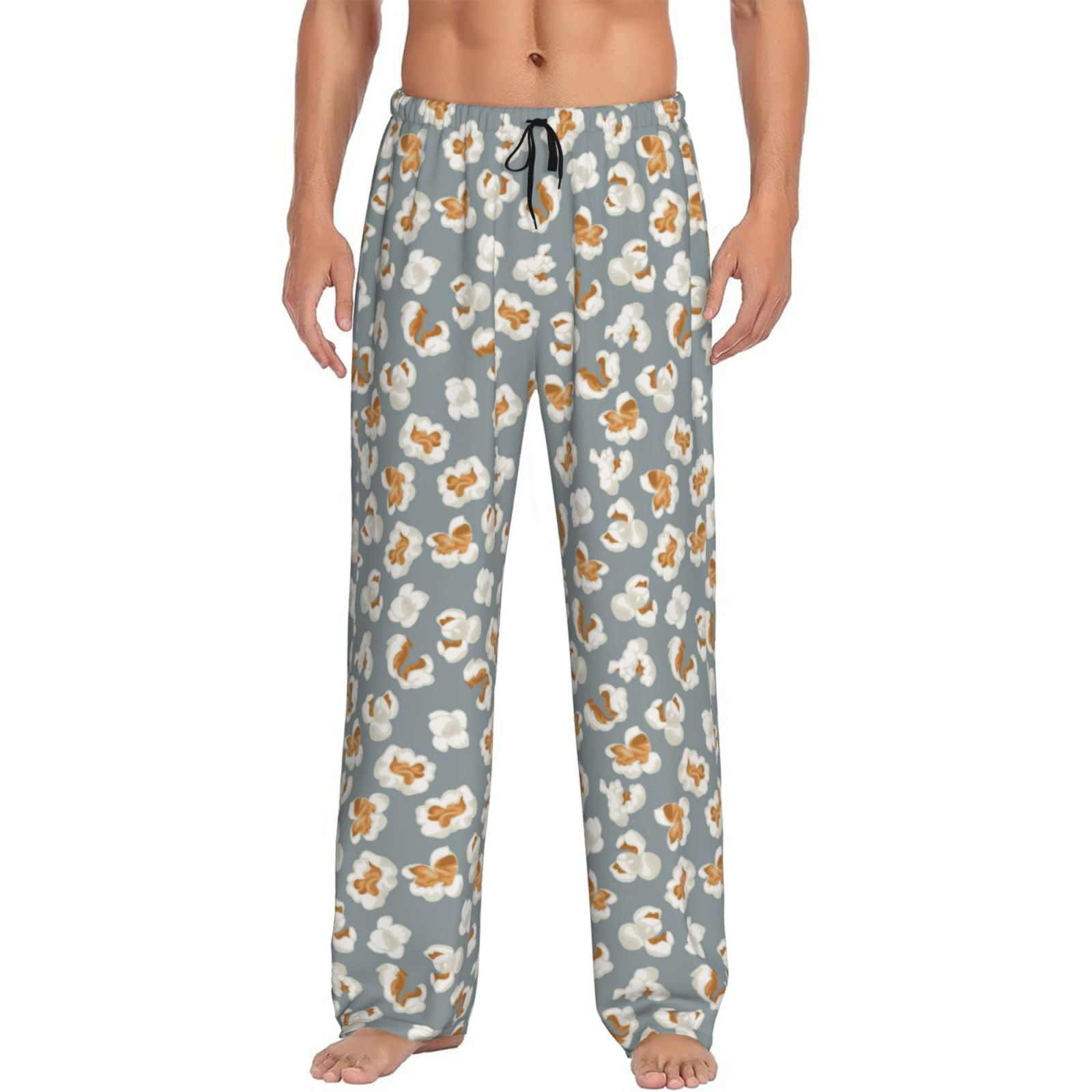 Bingfone White Popcorn Mens All Over Print Sleep Pajama Pants-Medium ...