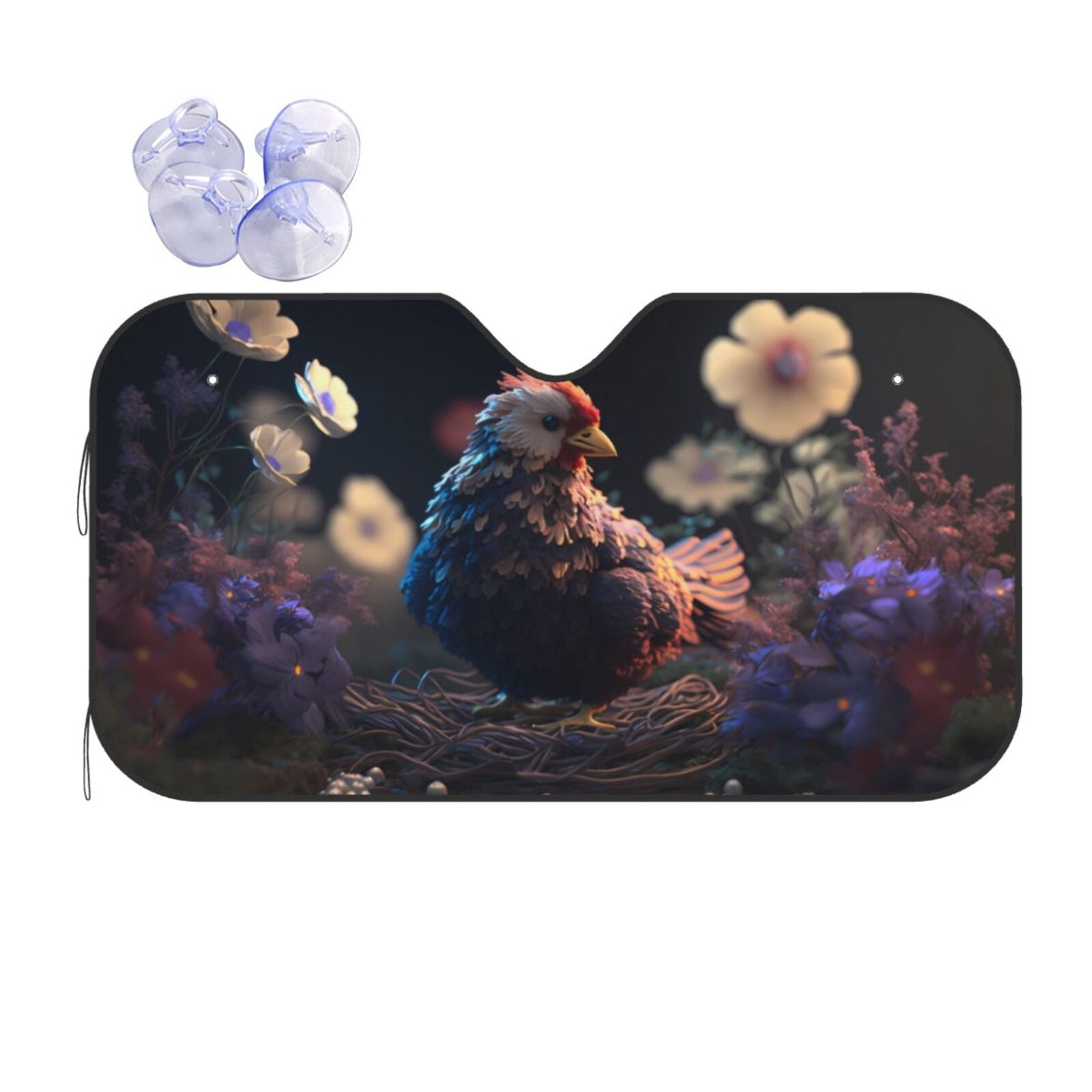 Bingfone White Purple Flower Chicken Car Windshield Sun Shade Protector ...