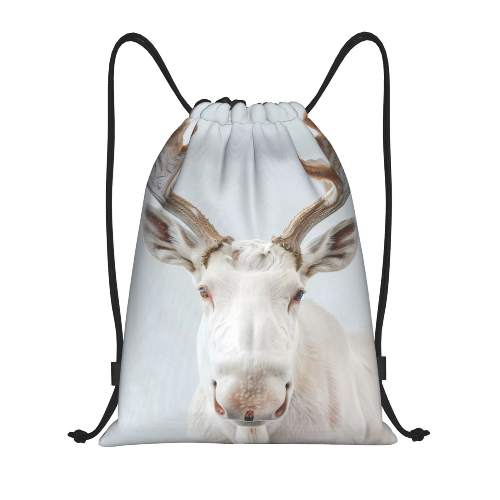 Bingfone White Reindeer Portrait Drawstrings Backpacks Bags for Men ...