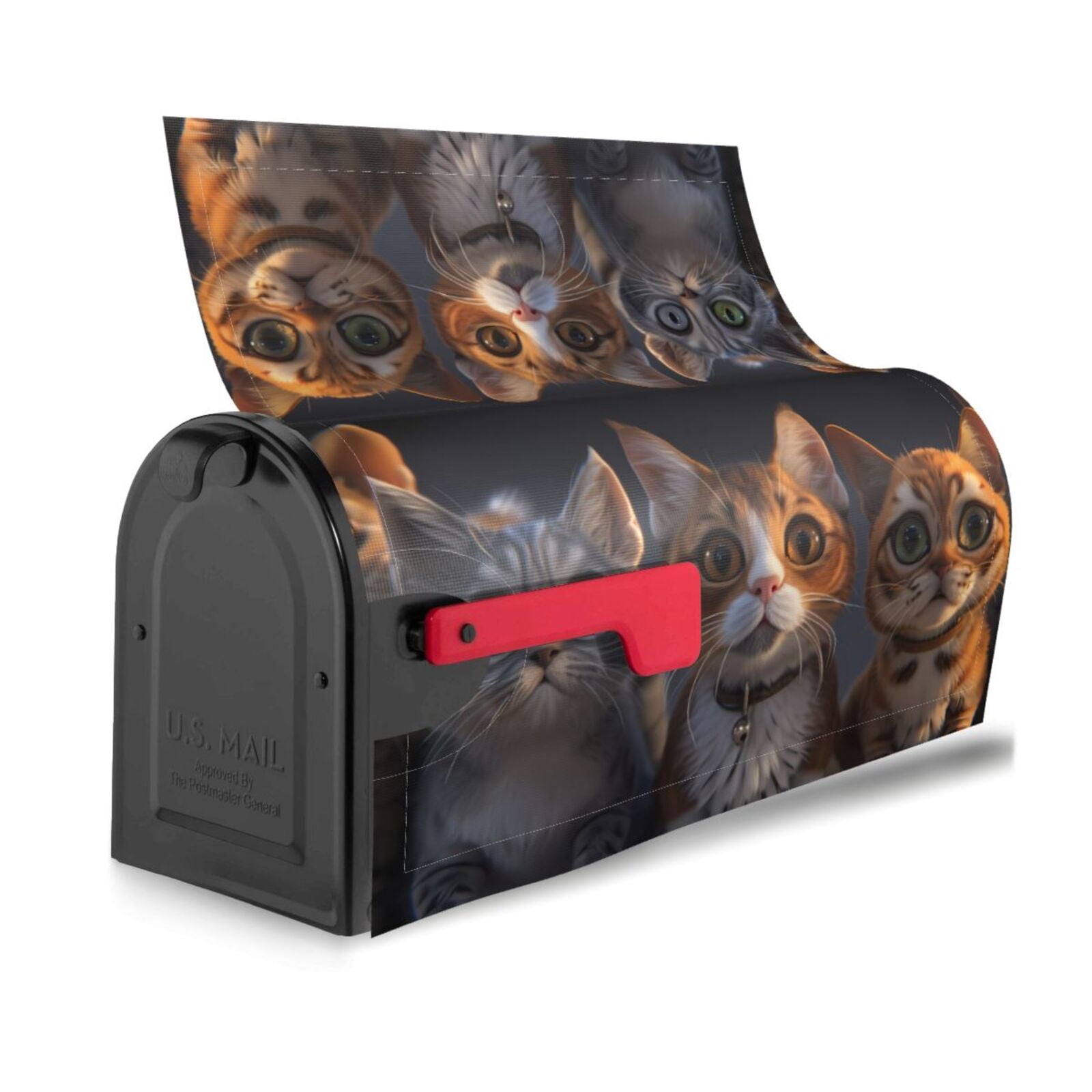 Bingfone Wide Eyed Cartoon Cats Magnetic Mailbox Cover Standard Size ...