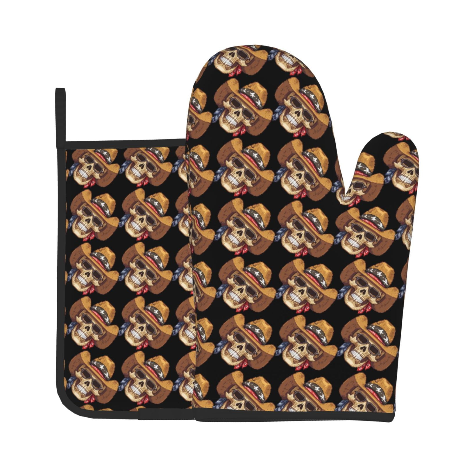 Bingfone Wild West Cowboy Skull Print Oven Mitts Pot Holders Set 2 PCS ...
