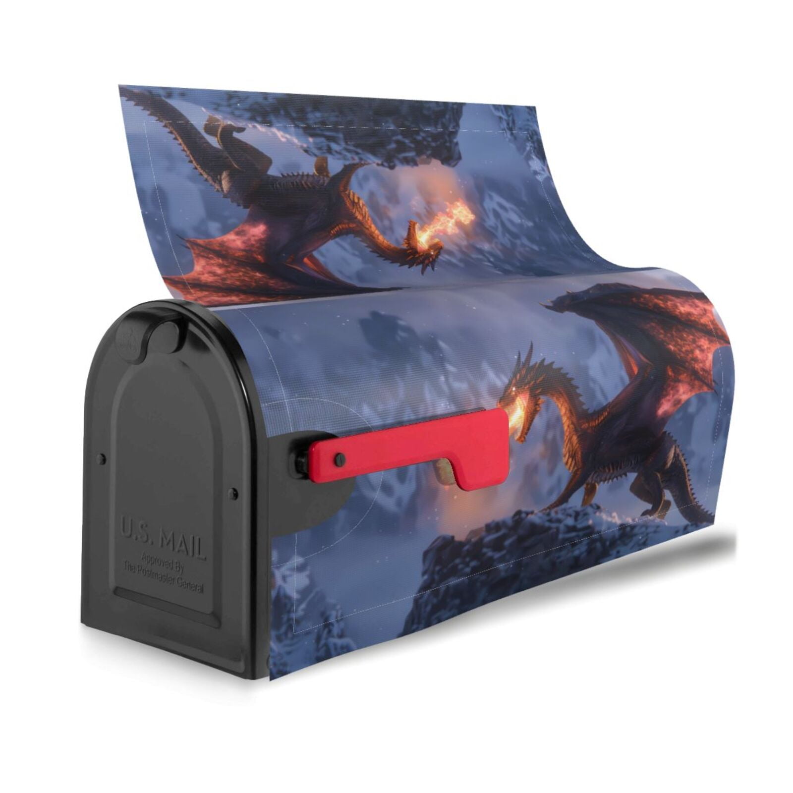 Bingfone Winter Fire Dragon Magnetic Mailbox Cover Standard Size for ...