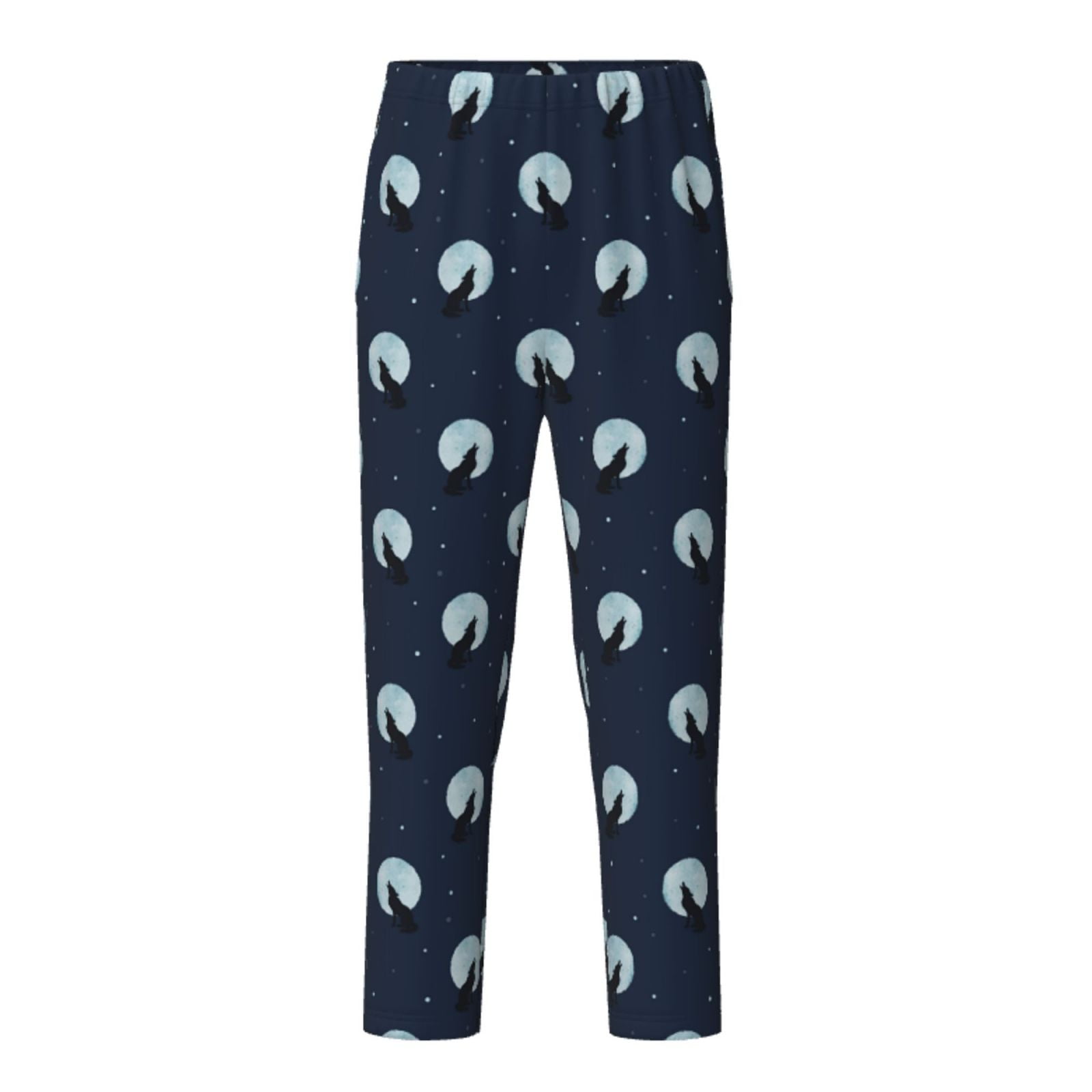 Bingfone Wolf And Moon Print Boys Girls Pajama Pants Lounge Pants with ...