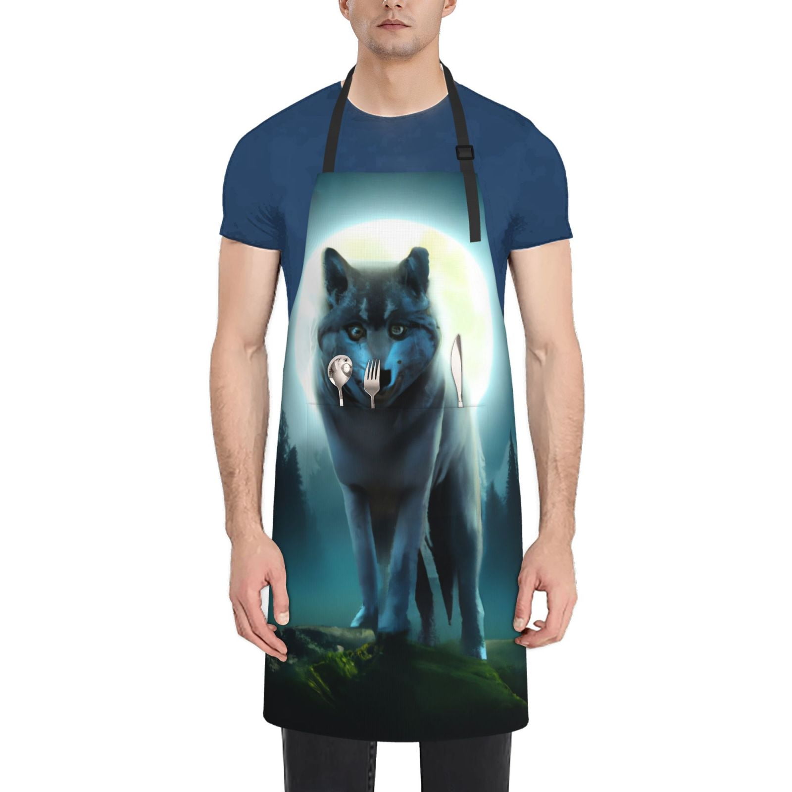 Bingfone Wolf Apron Gifts For Men, Women Professional Grade Chef Apron ...