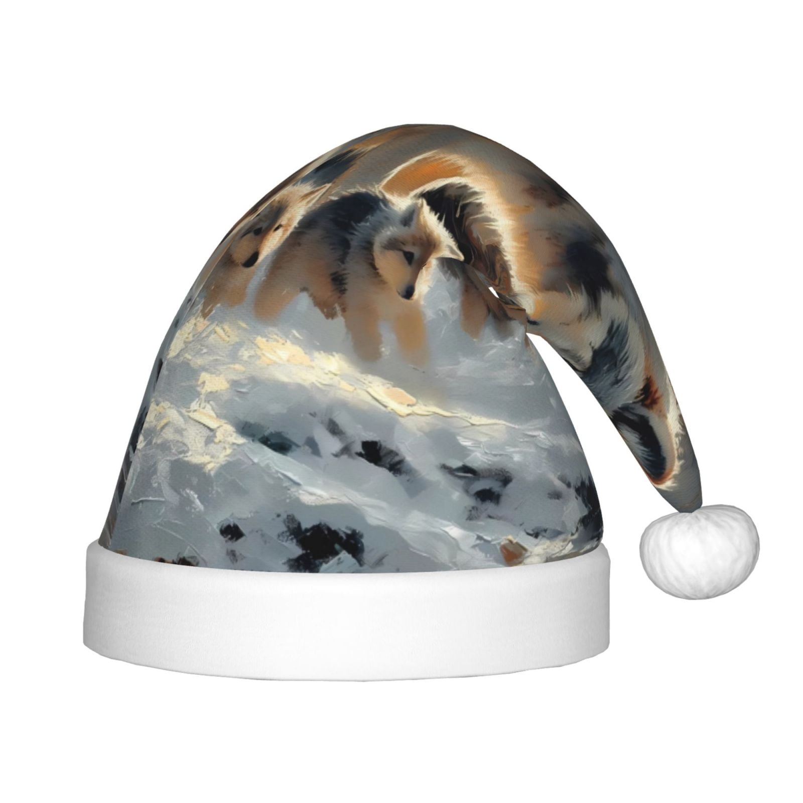 Bingfone Wolf Family Winter Wonderland for Kids Christmas Hat Santa Hat ...